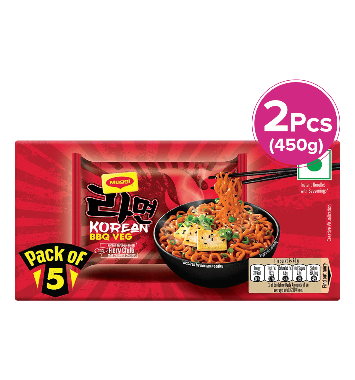 Buy Maggi Maggi Korean Bbq Veg Noodles Party Pack 2 pieces Online At Rs ...
