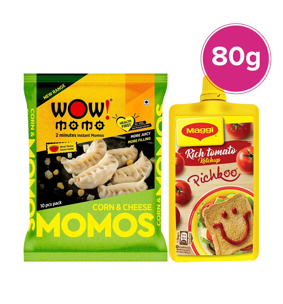 Buy Wow! Momo Wow! Corn & Cheese Momos & Pichhkoo Tomato Ketchup Combo ...