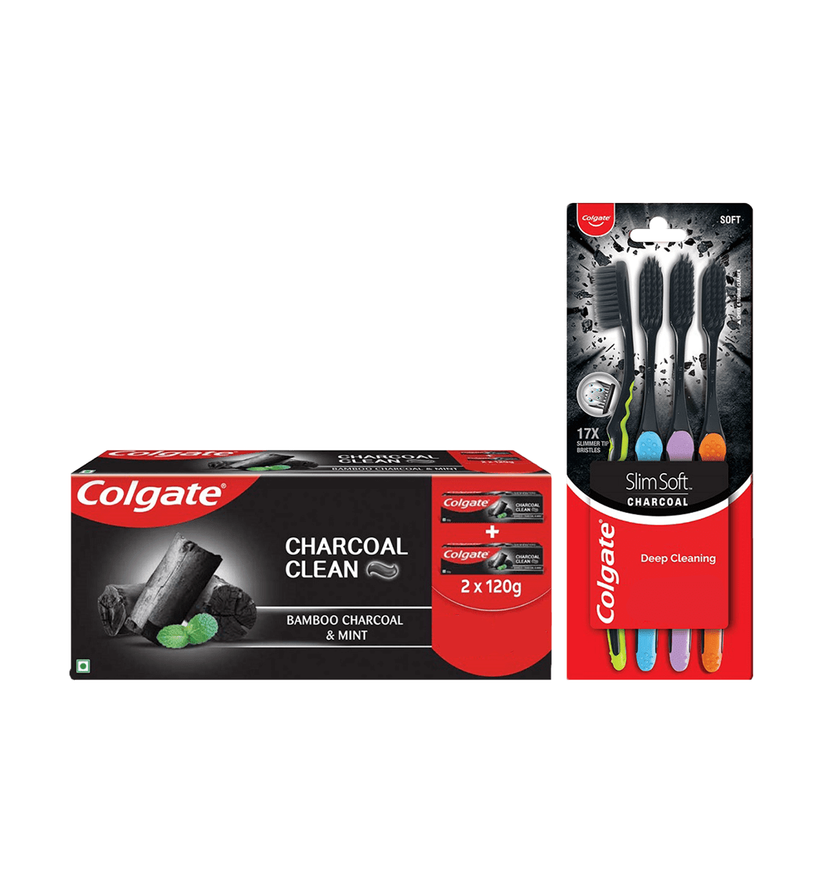 Buy Colgate Charcoal Clean + Slim Soft Charcoal Tbr Combo 1 combo ...