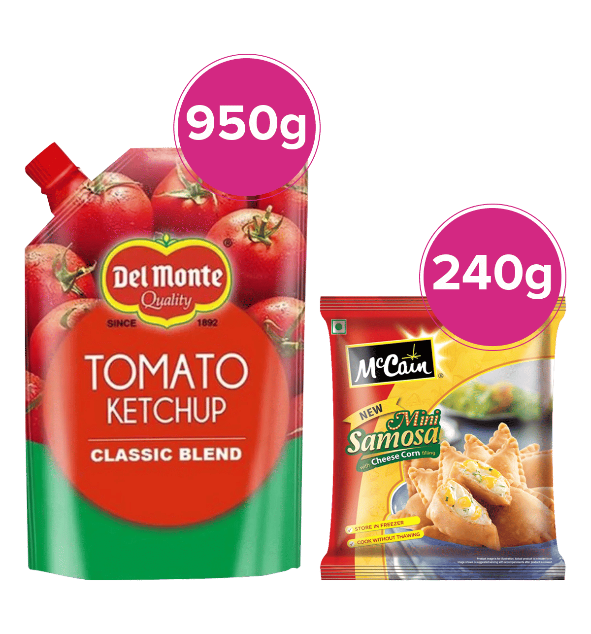 Buy Del Monte Del Monte Tomato Ketchup Spout Pack & McCain Mini Samosa ...