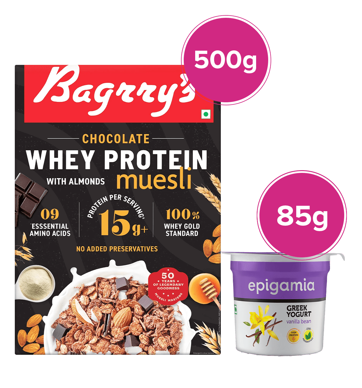 Buy Bagrry's Bagrry's Muesli Protein Muesli Box Epigamia Vanilla Bean ...