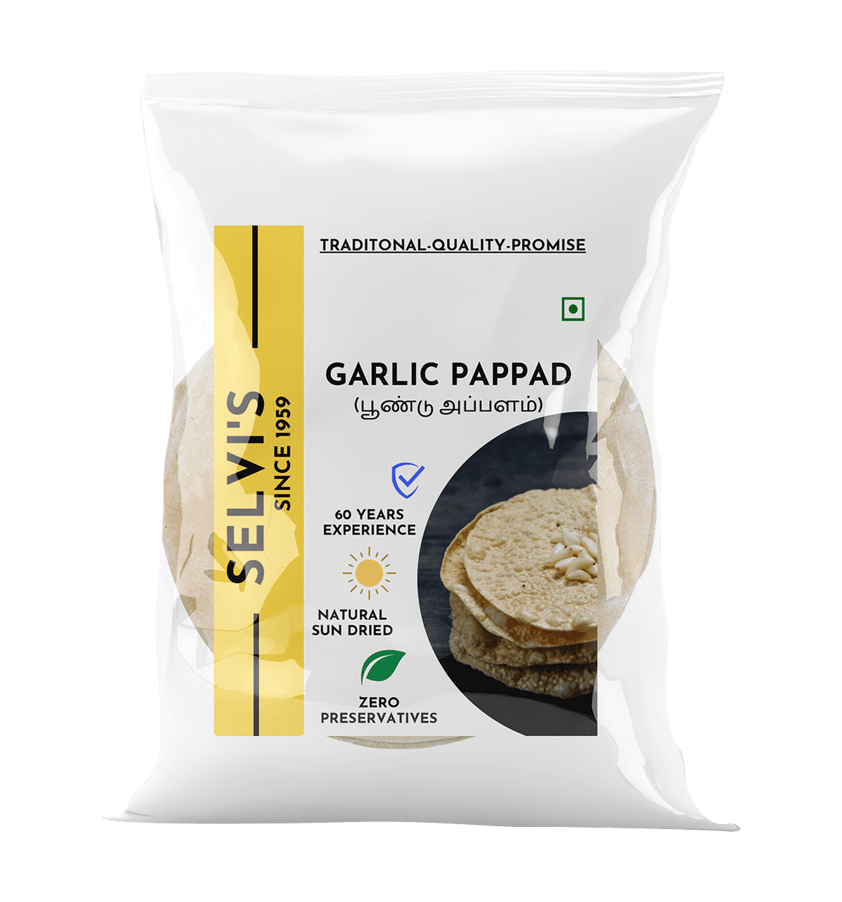 Buy Selvi's Selvi's Garlic Pappad 100 g Online At Rs. 77 | Instant Delivery