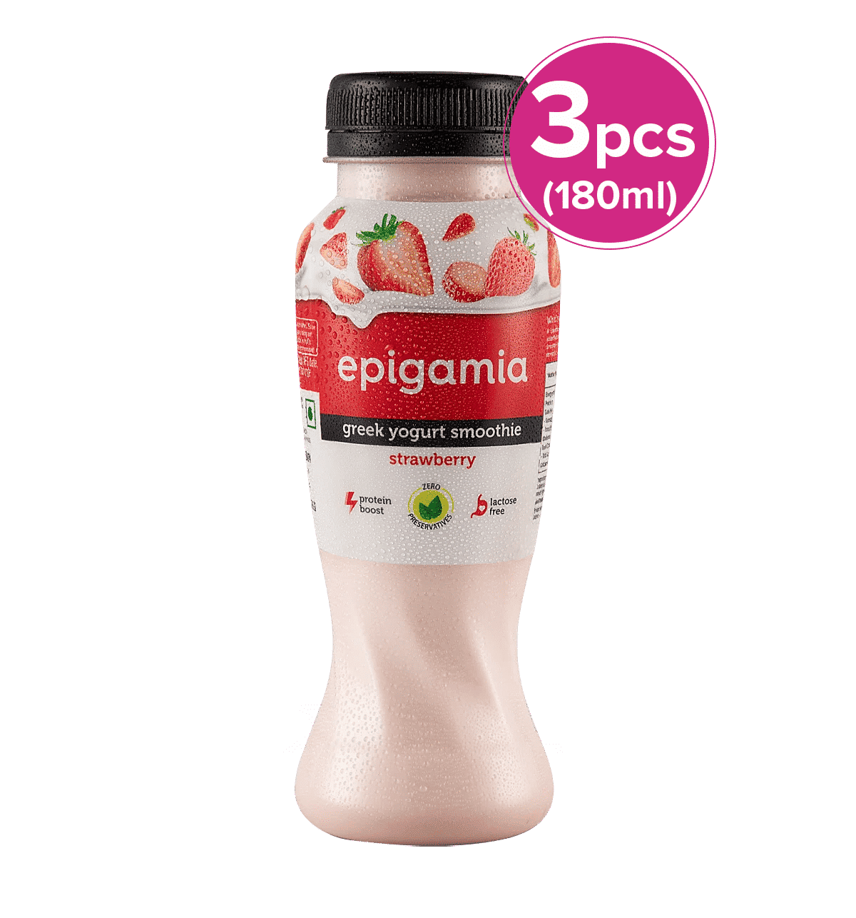 Buy Epigamia Epigamia Greek Yogurt Strawberry Smoothie (Bottle) 180 ml ...
