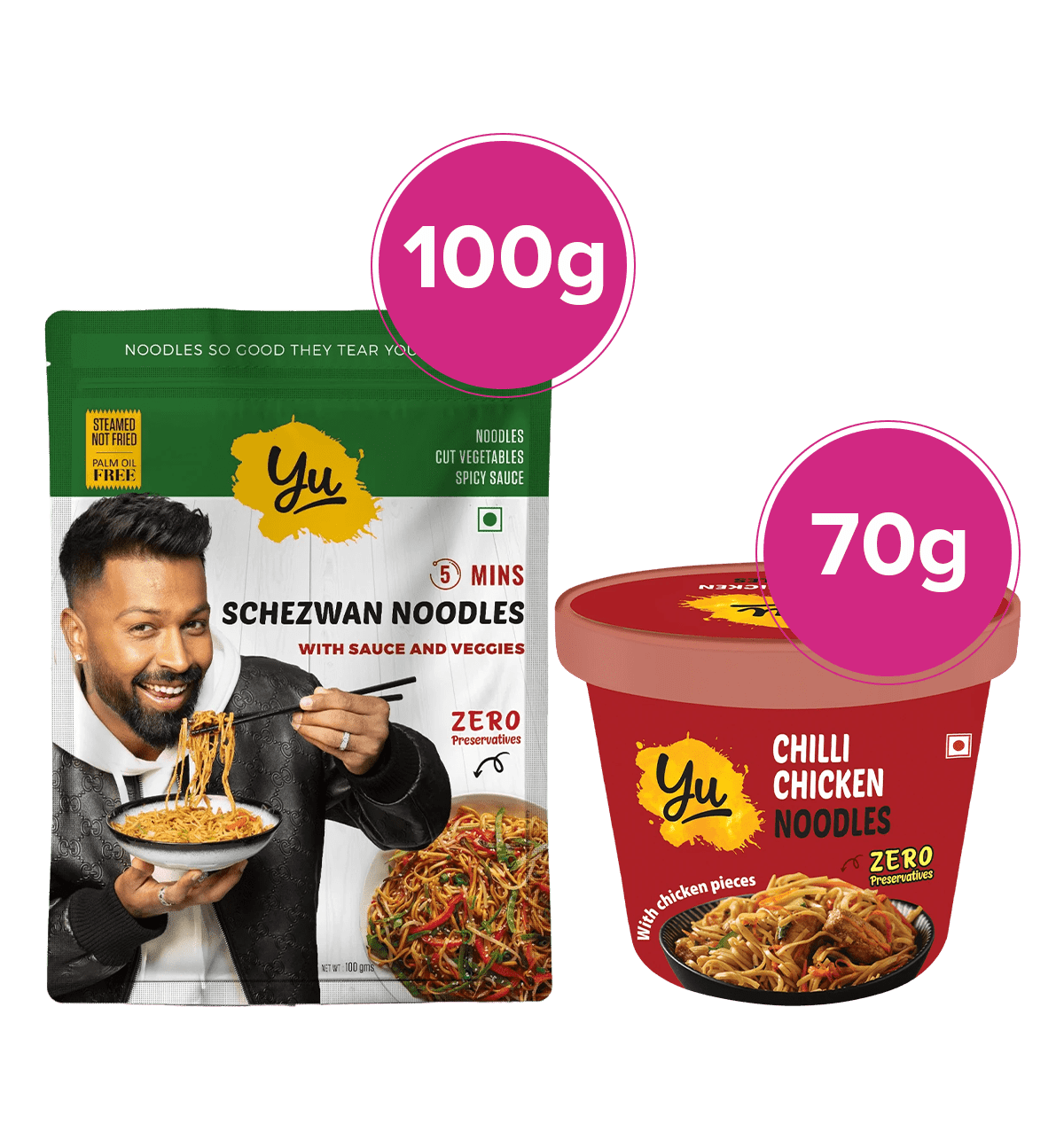 Buy Yu Yu Instant Schezwan Noodles And Yu Chilli Chicken Instant Cup ...