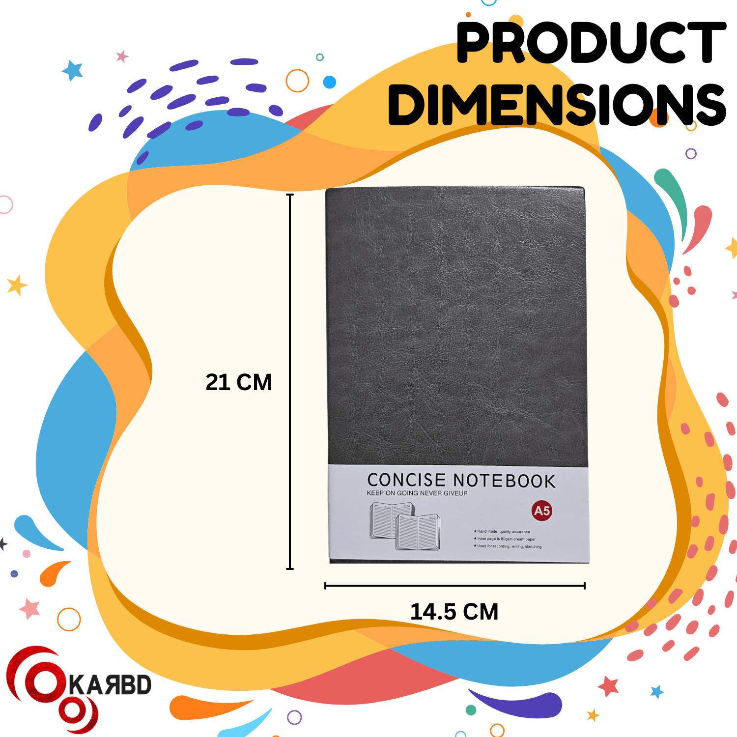 Buy KARBD 192 Ruled 80 Gsm Pages A5 Size Concise Journal / Diary - Grey ...