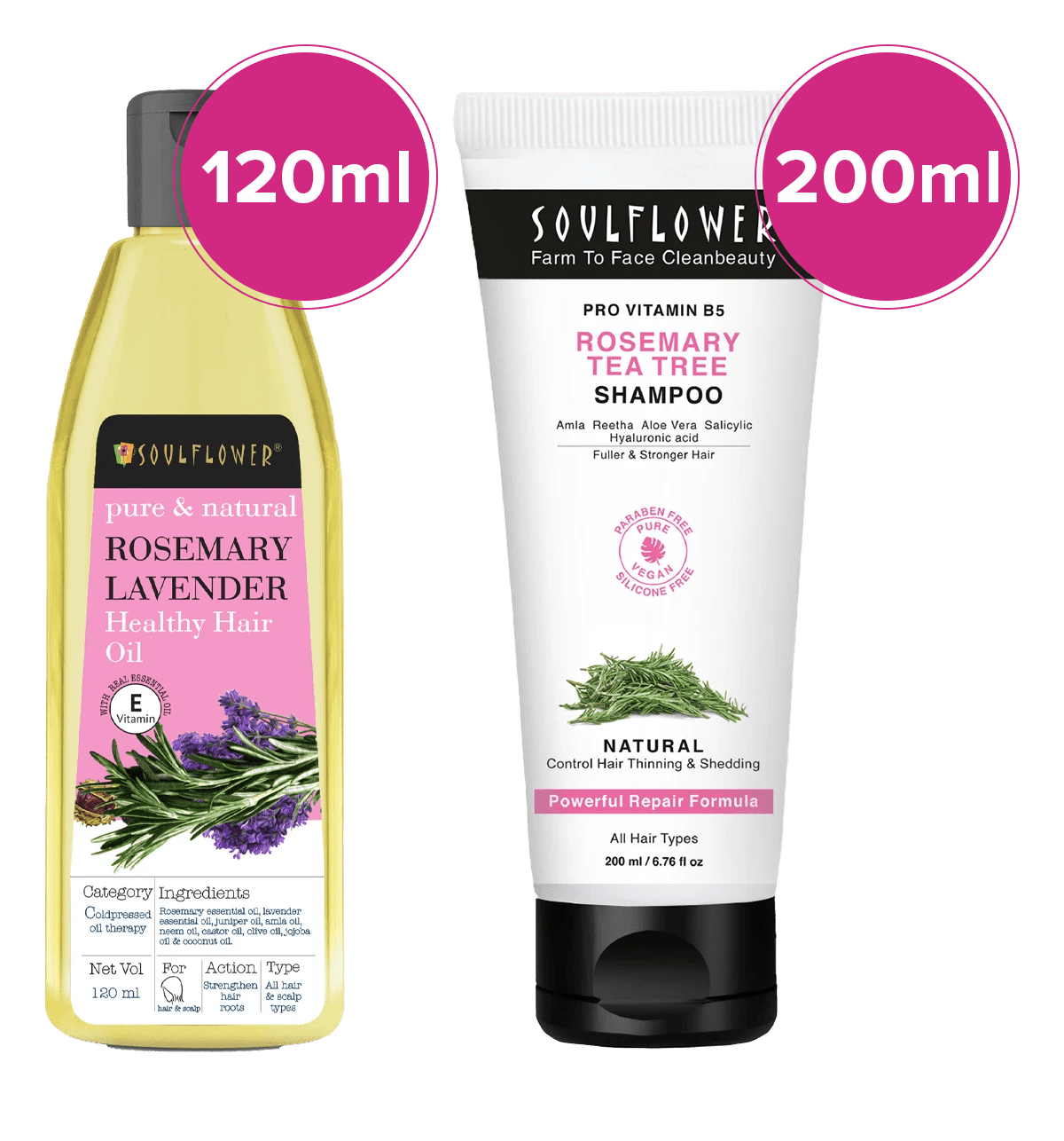 Buy Soulflower Rosemary Lavender Healthy Hair Oil And Tea Tree Shampoo ...