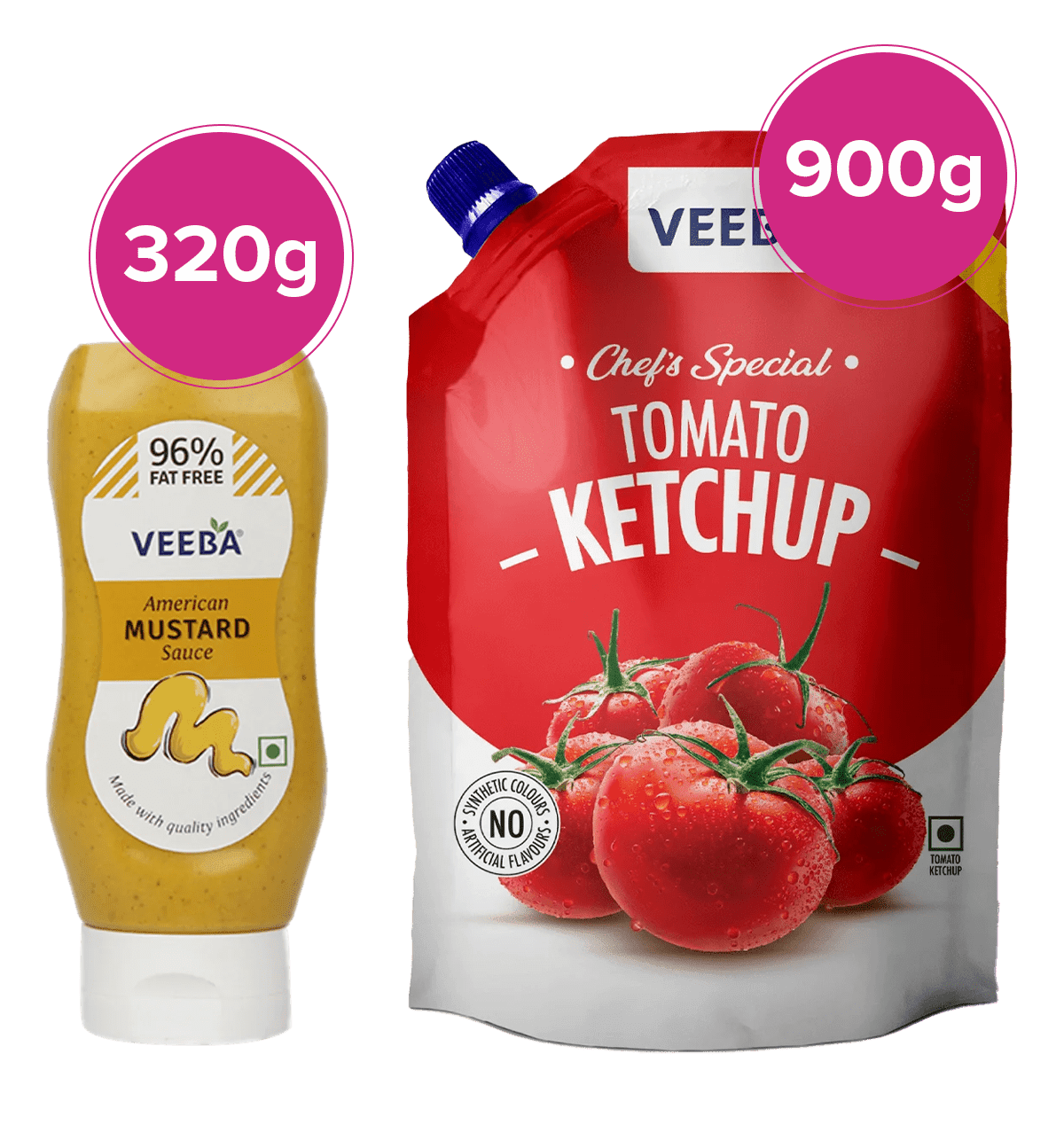 Buy Veeba Veeba American Mustard Sauce & Veeba Tomato Ketchup Chef's ...