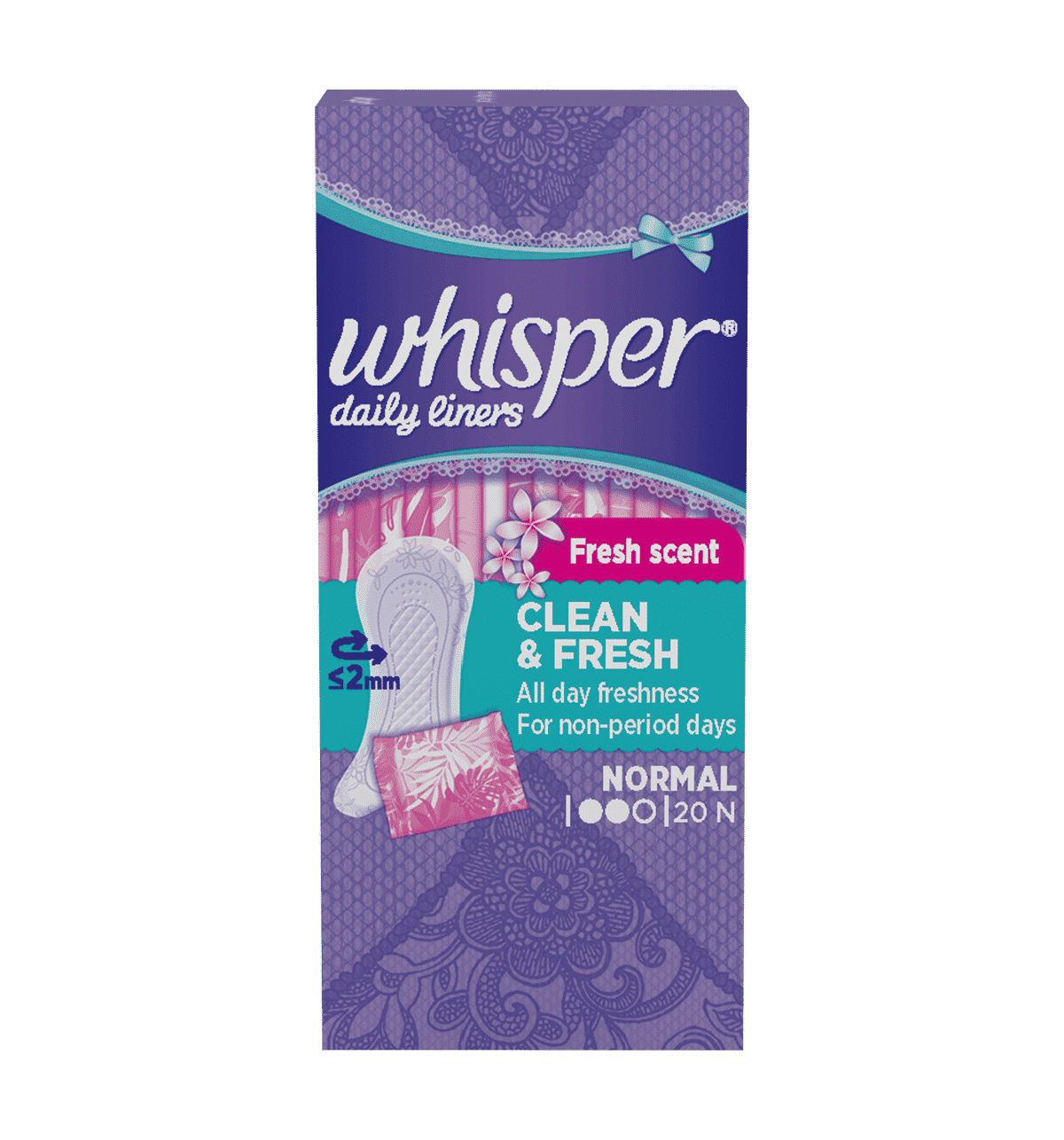 Buy Whisper Whisper Daily Liner, 20 Normal Liners, For Non Period Days ...