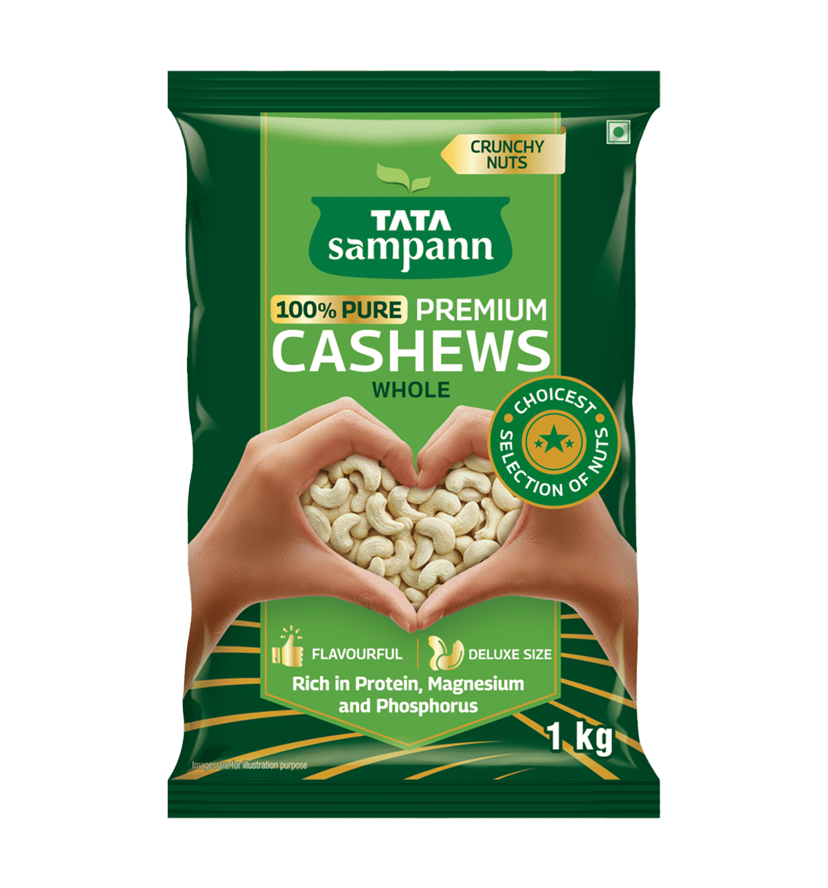 Buy Tata Sampann Tata Sampann 100% Pure Premium Whole Cashews/Kaju 1 kg ...