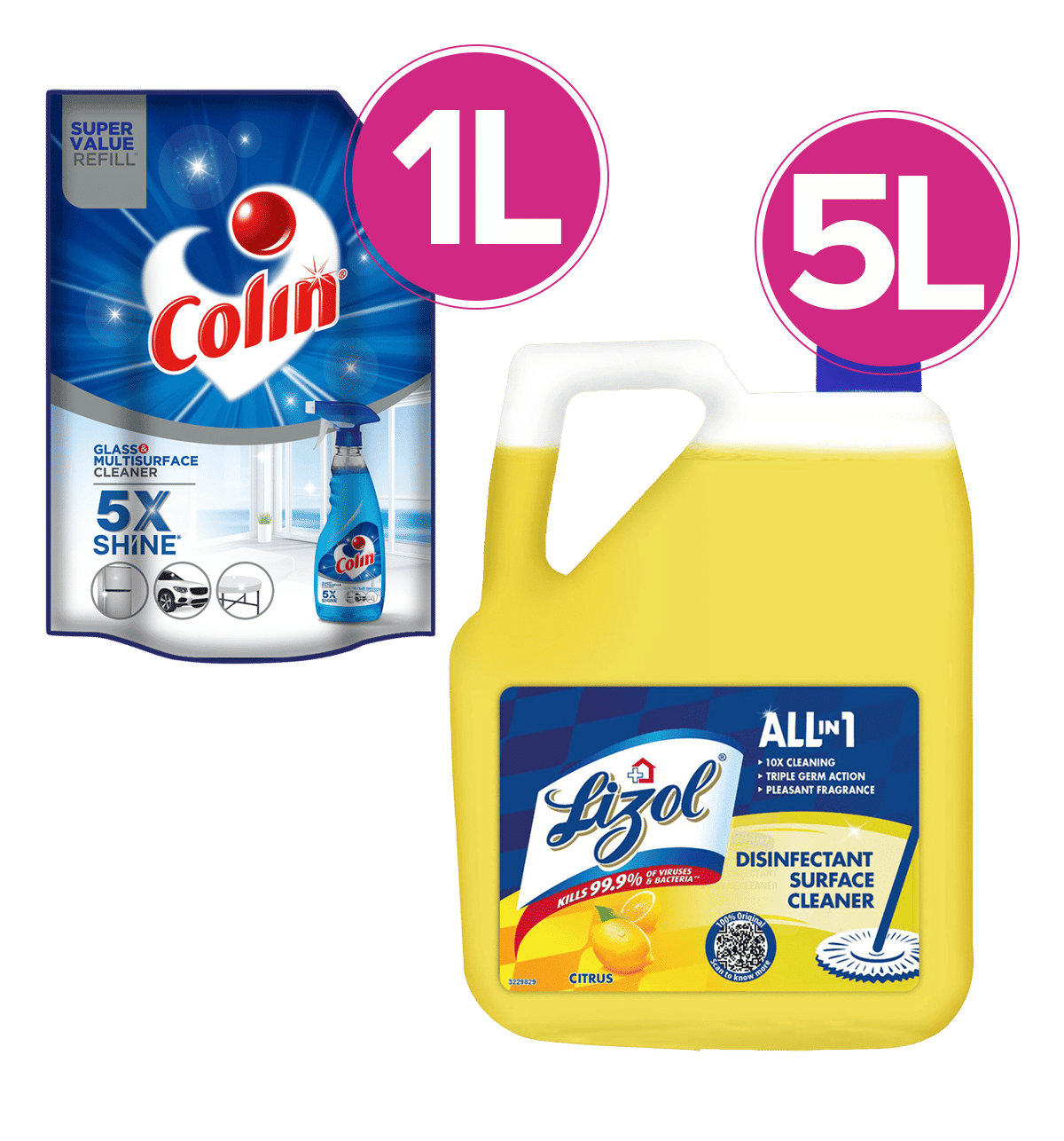Buy Lizol Lizol All in 1 Disinfectant Surface Cleaner (Citrus) &Colin ...