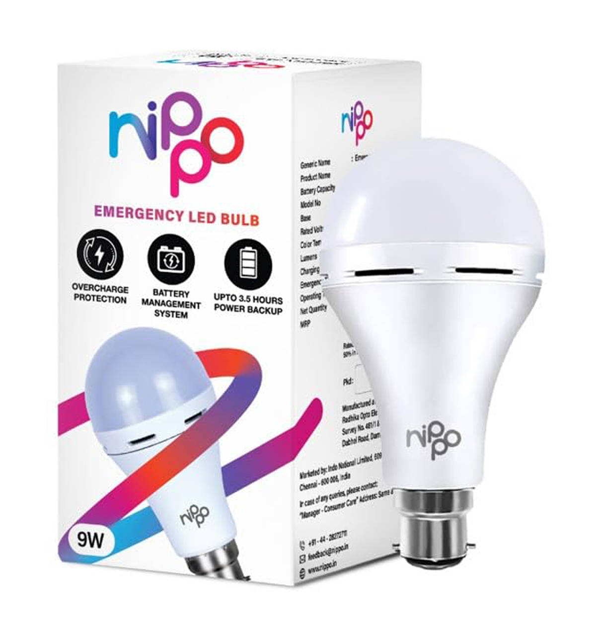 Buy Nippo Nippo 9 W Re-Chargeable Led Bulb Emergency Light With Lithium ...