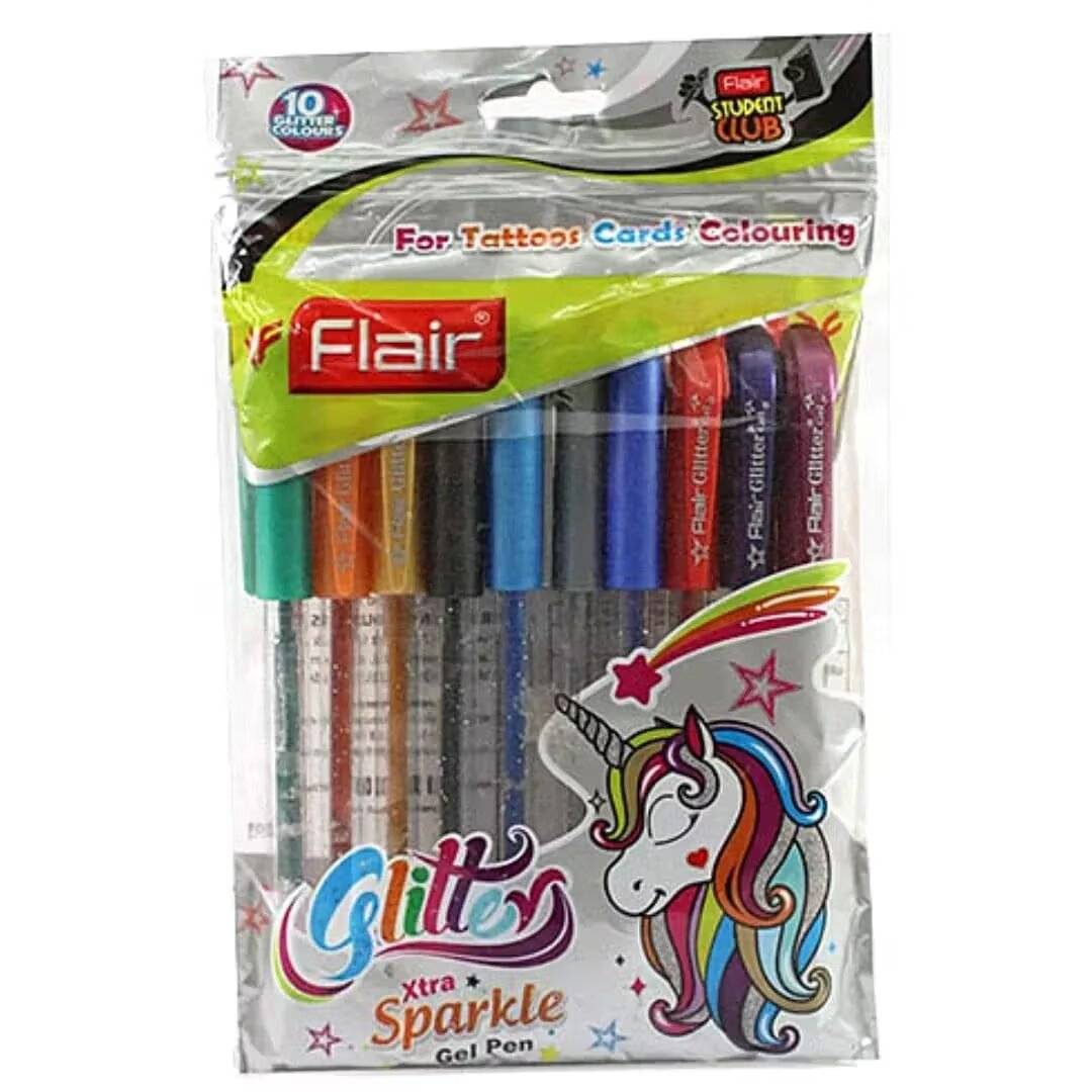 Buy Flair Flair 10 Pieces Glitter Xtra Gel Pen 1 pack Online At Rs. 100 ...