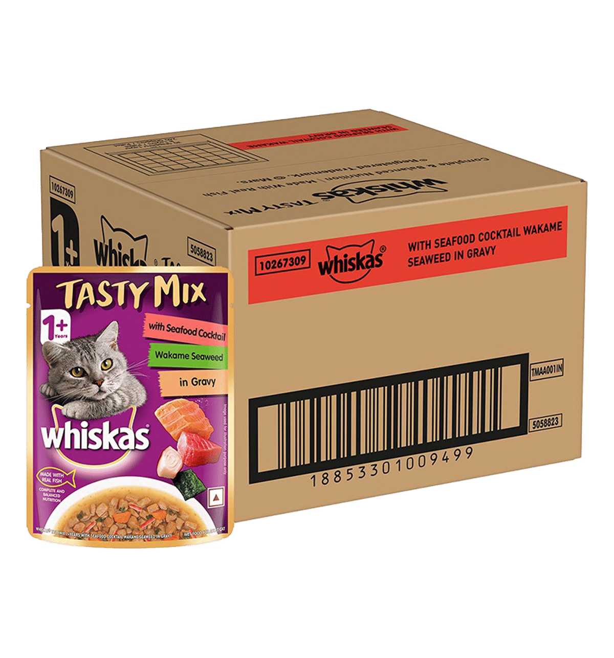 Buy Whiskas Whiskas Tasty Mix Wet Cat Food, Seafood Cocktail Wakame ...