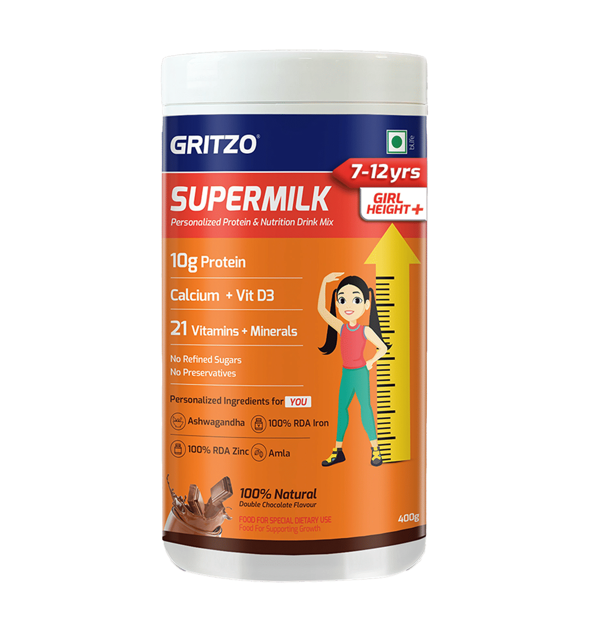 Buy Gritzo Gritzo SuperMilk Height+ (7-12y Boys) Protein Powder (Double ...