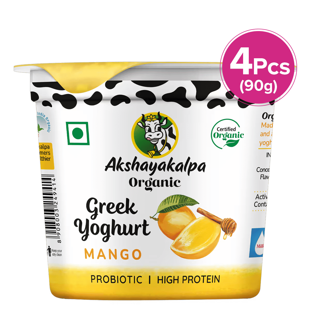Buy Akshayakalpa Akshayakalpa - Organic Greek Yoghurt Mango 4 pieces ...