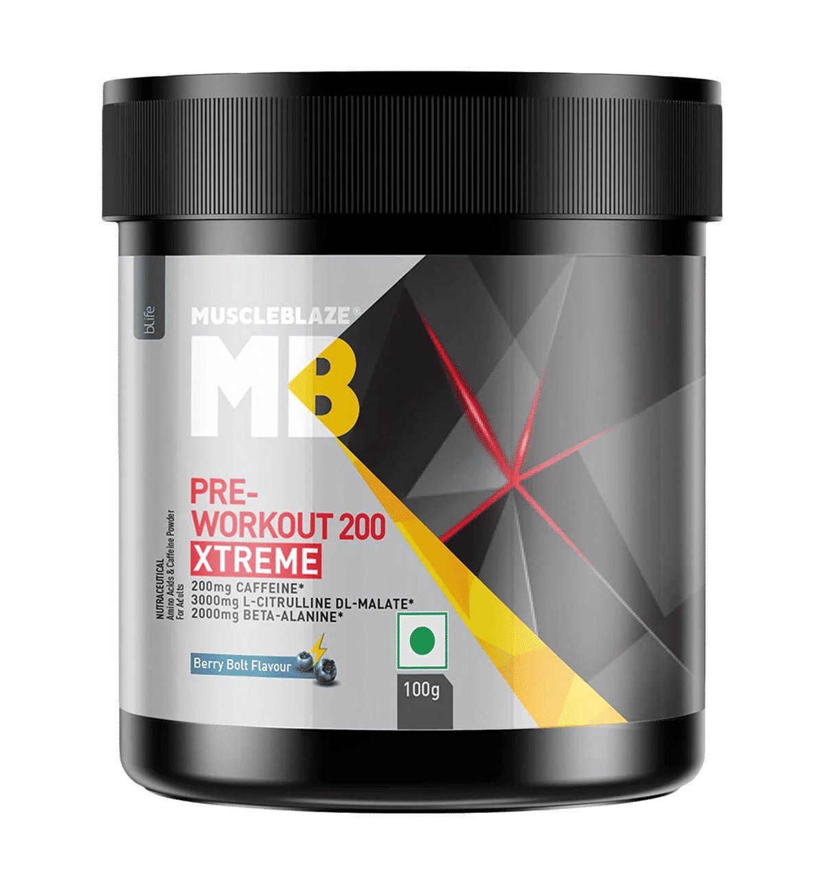 Buy Muscleblaze Muscleblaze Pre Workout 200 Xtreme, (Berry Bolt) 100 g ...