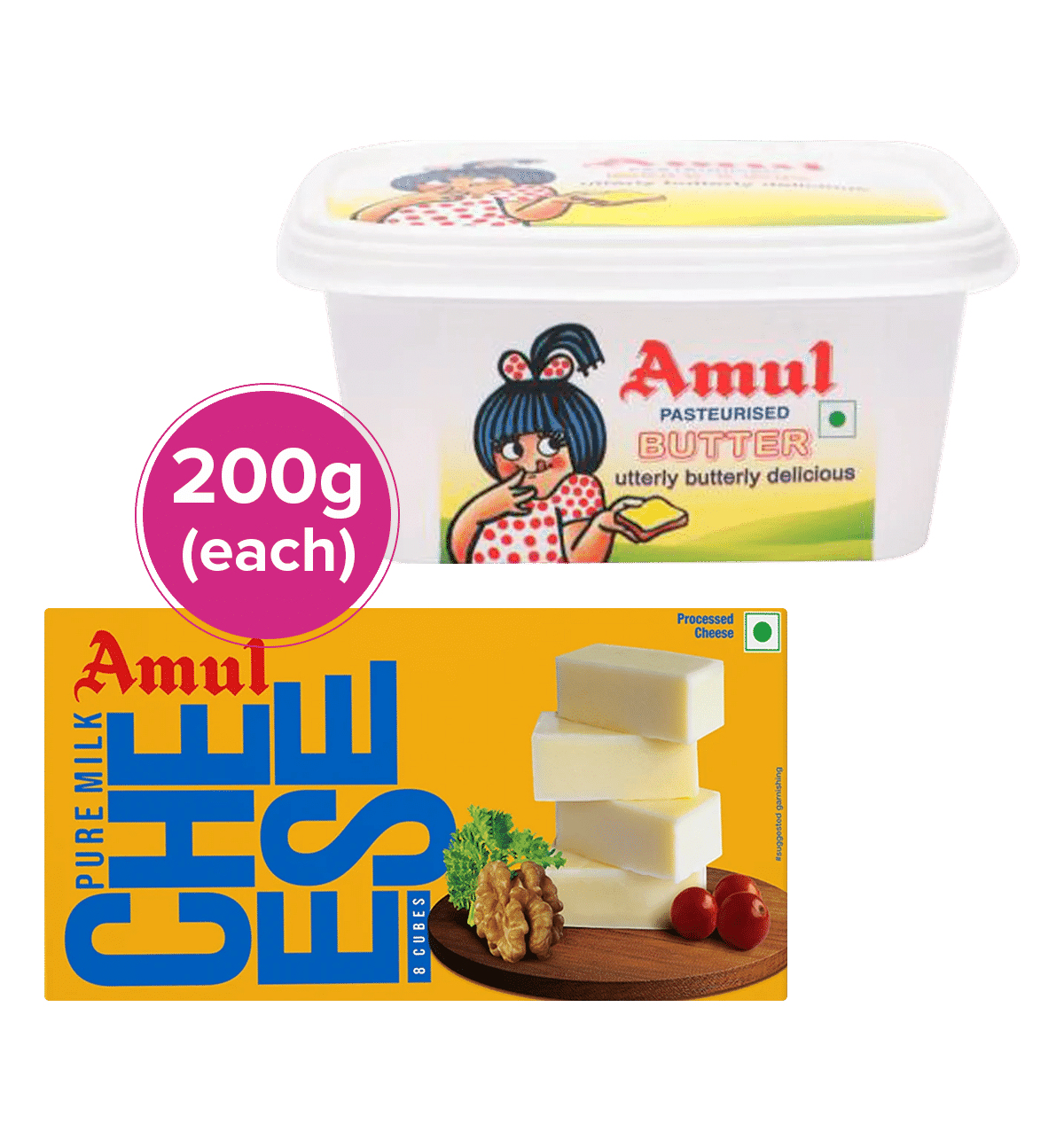 Buy Amul Amul Cheese & Butter 1 combo Online At Rs. 257 | Instant Delivery