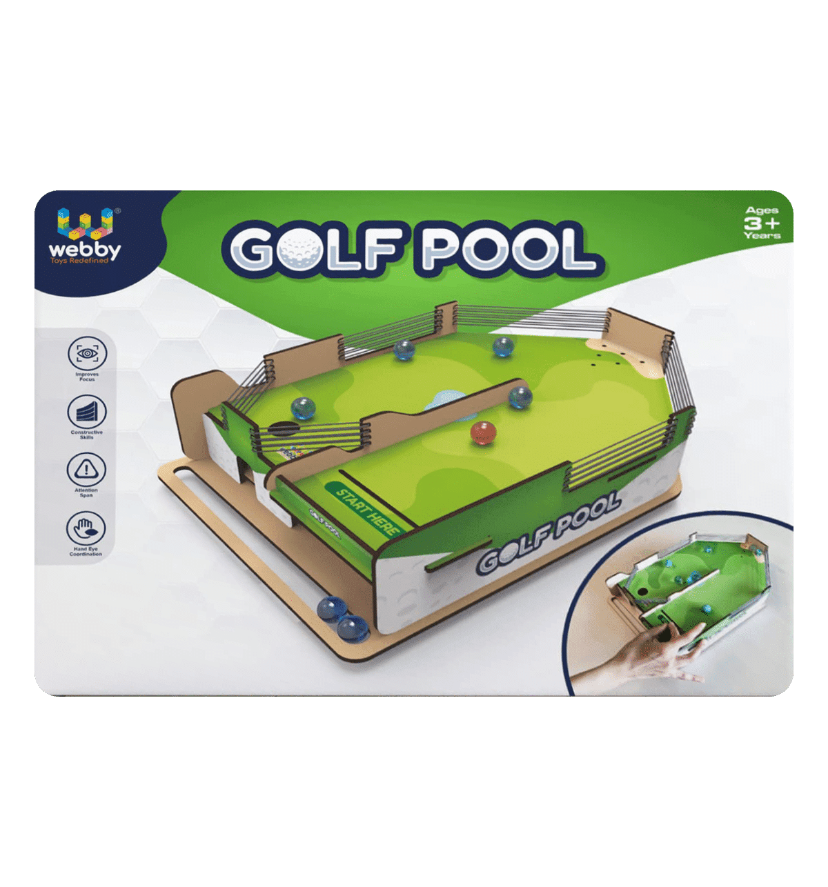Buy Webby Webby Diy Wooden Golf Pool Game With Marble, Table Top Fun ...