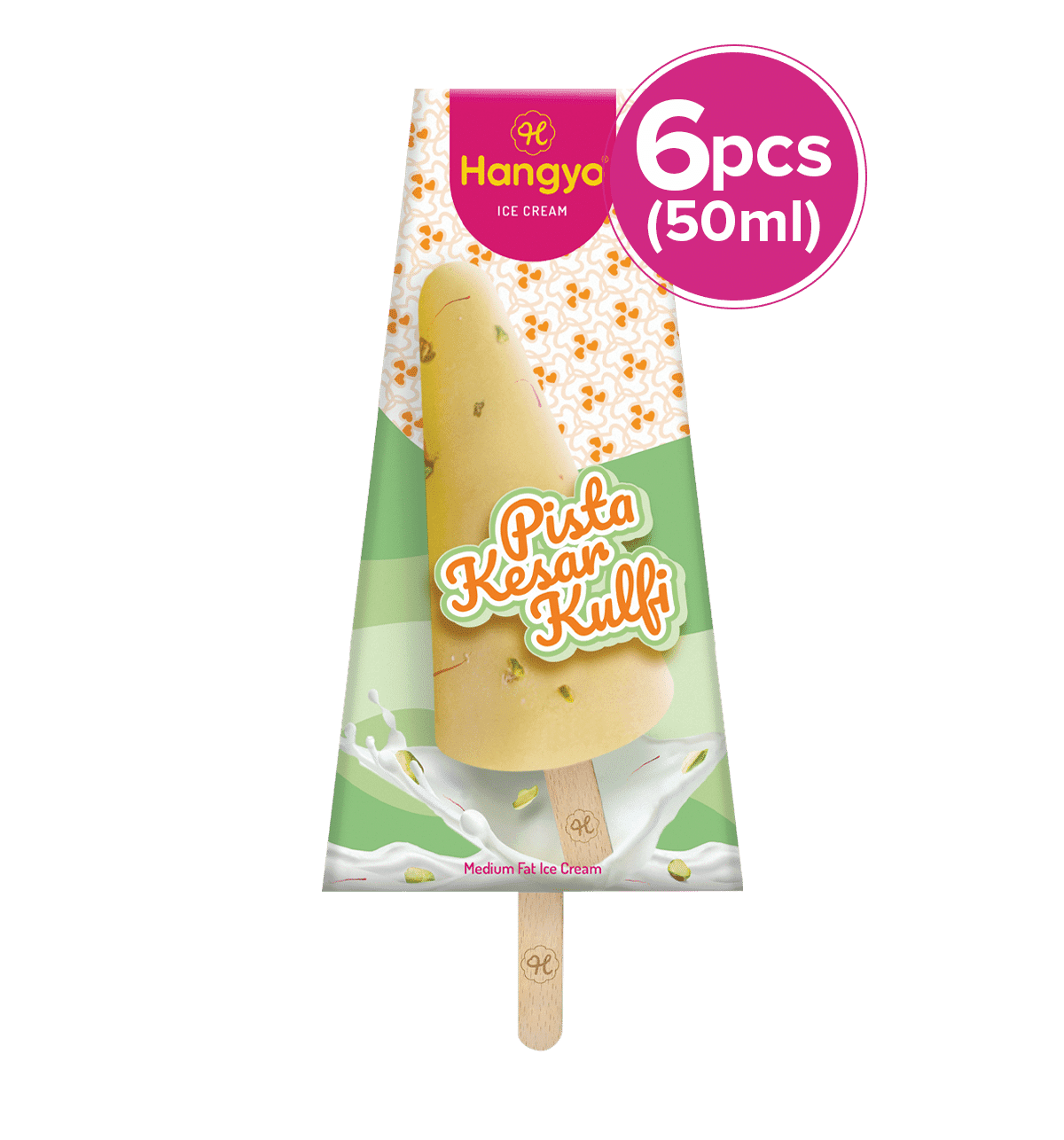 Buy HANGYO HANGYO Pista Kesar Kulfi 6 pieces Online At Rs. 240 | Instant Delivery