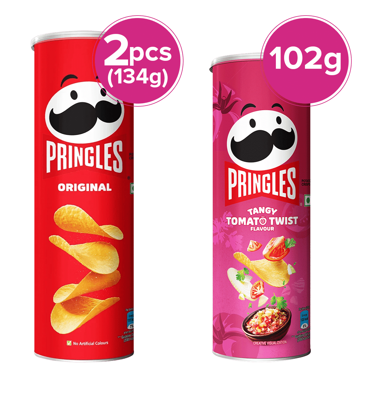 Buy Pringles Pringles Potato Chips Original Flavour + Tangy Tomato ...