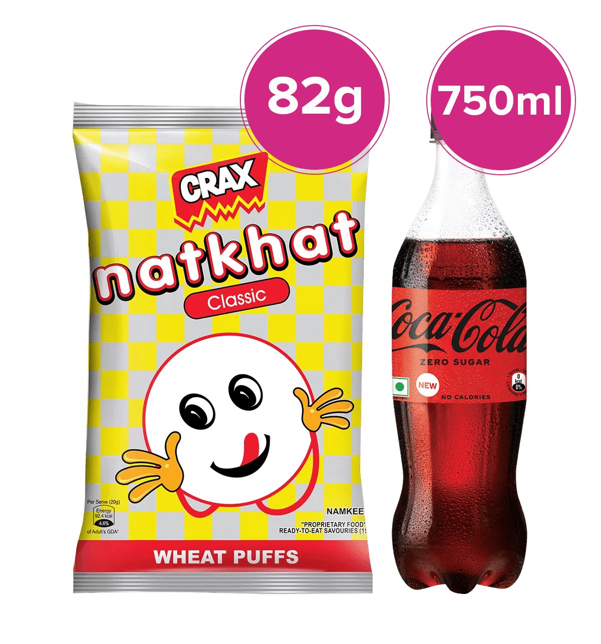 Buy Crax Crax Natkhat Classic 82 Gm & Coca-Coca Soft Drink Pet Bottle ...