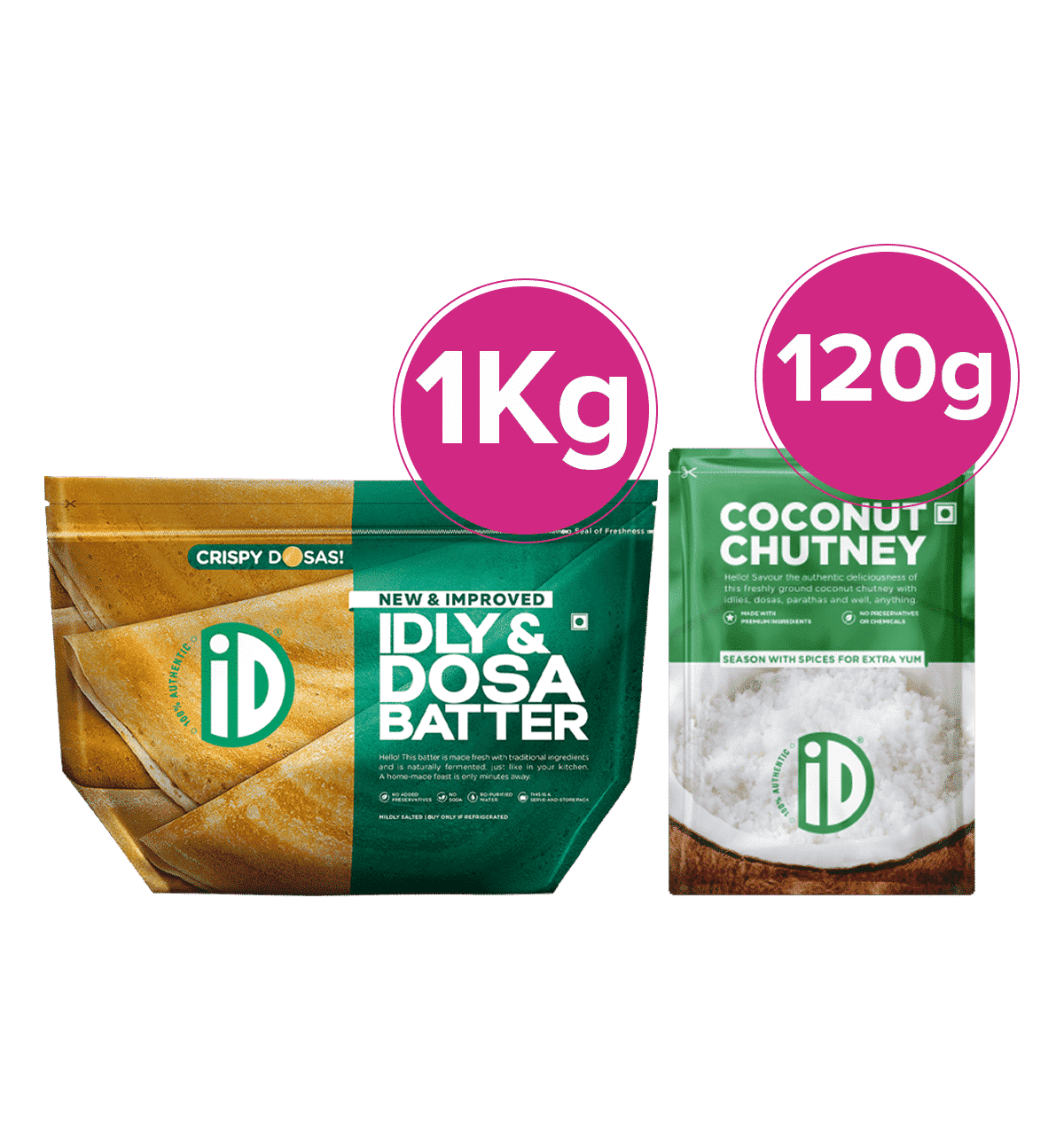 Buy iD Fresh Id Fresh idli & dosa batter and Coconut Chutney 1 combo ...