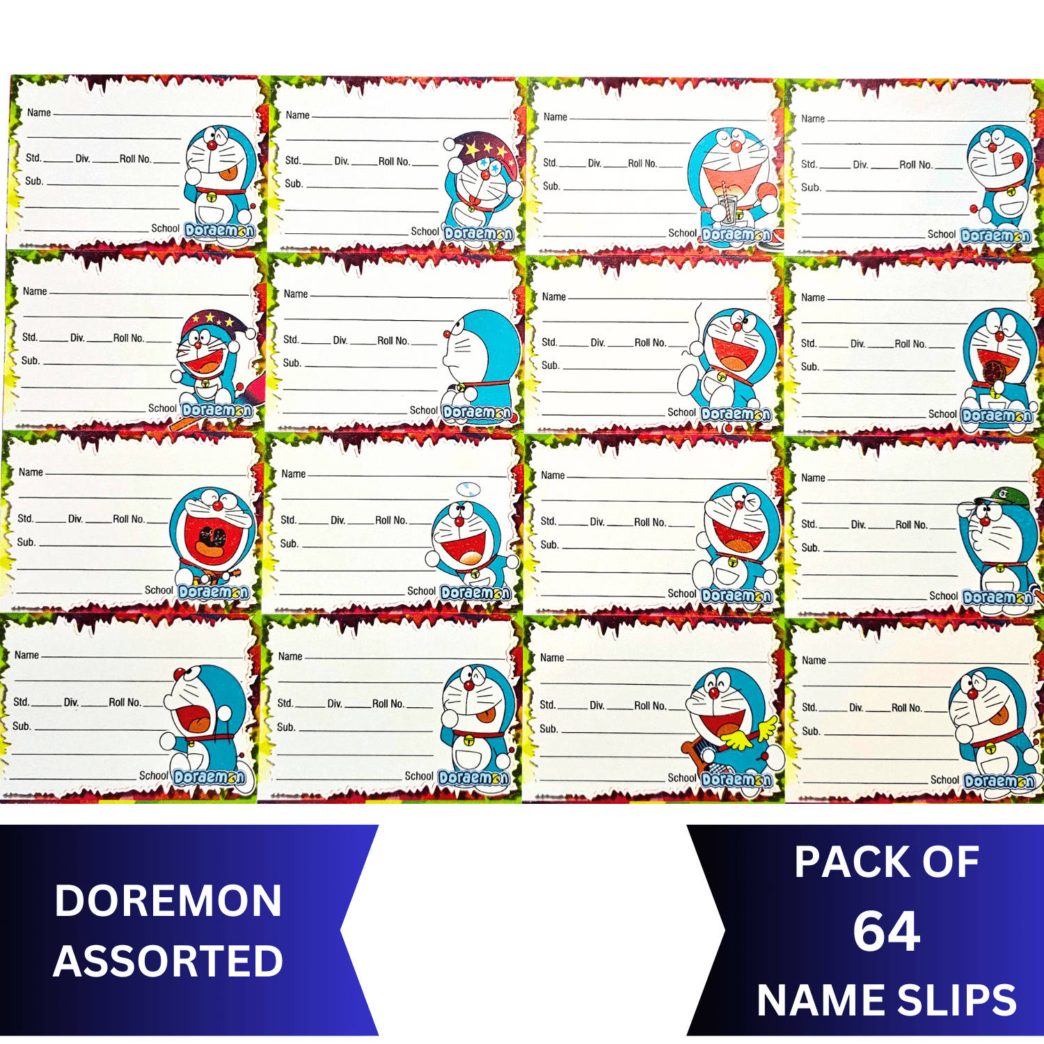 Buy KARBD 64 pcs Name Slip Label Stickers for Notebooks - Doremon ...