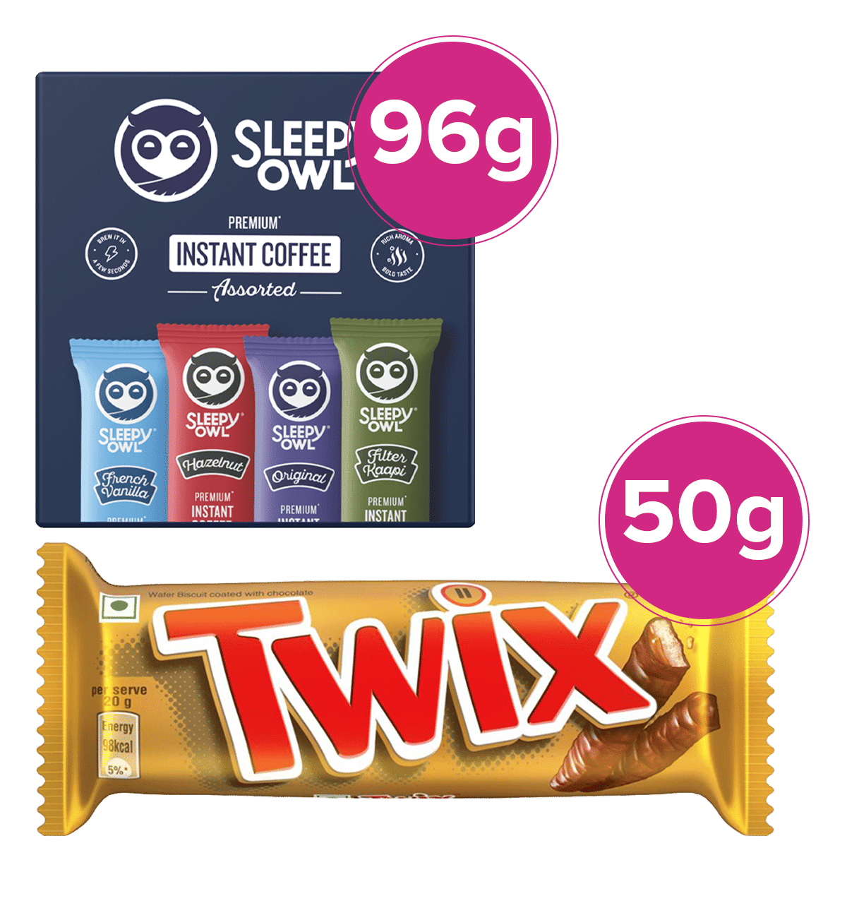 Buy Sleepy Owl Sleepy Owl Premium Instant Coffee Assorted Pack & Twix Caramel Chocolate Mix 1 ...