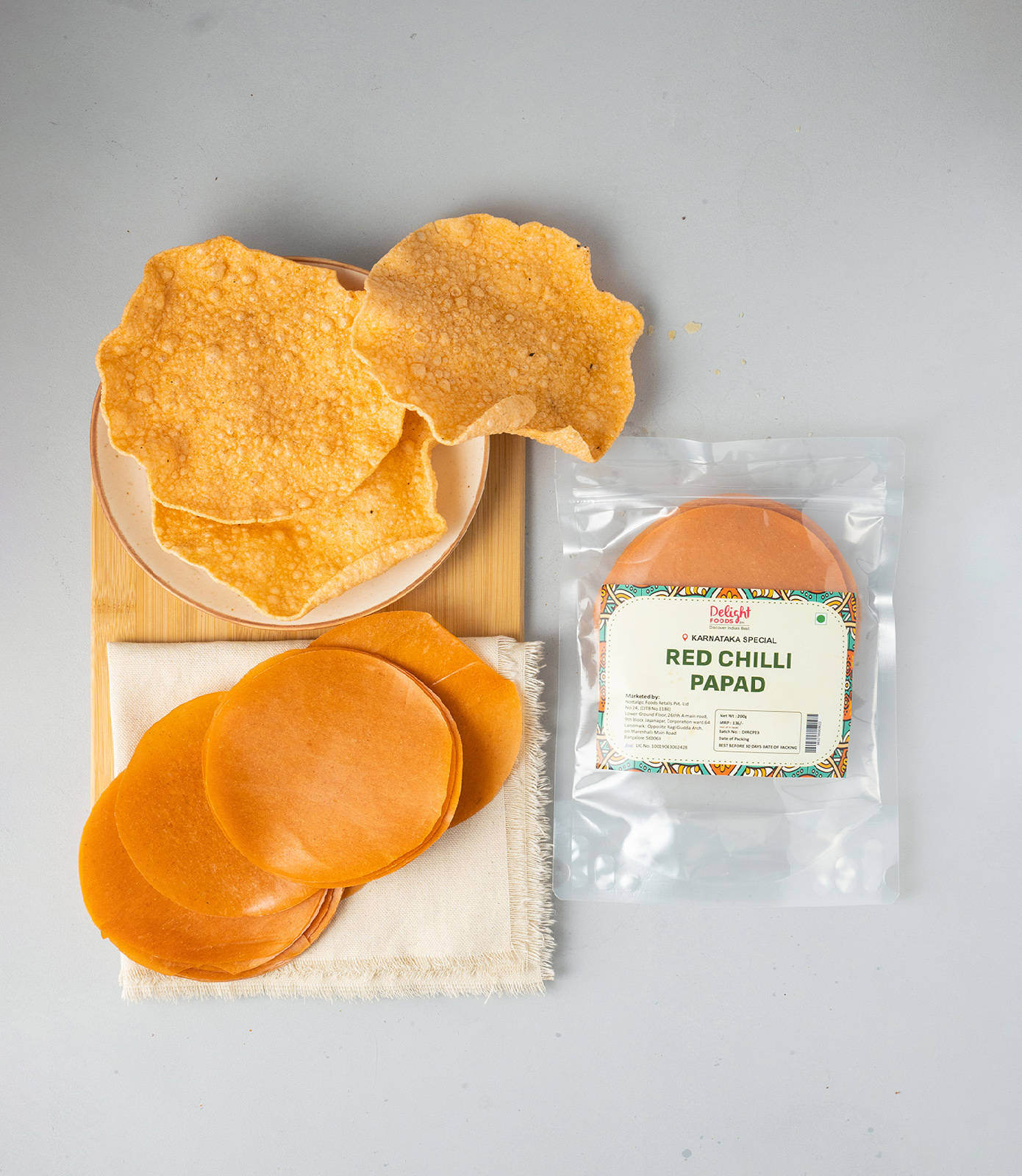 Buy Delight Foods Delight Foods Red Chilli Papad (Akki Happala) 200 g ...