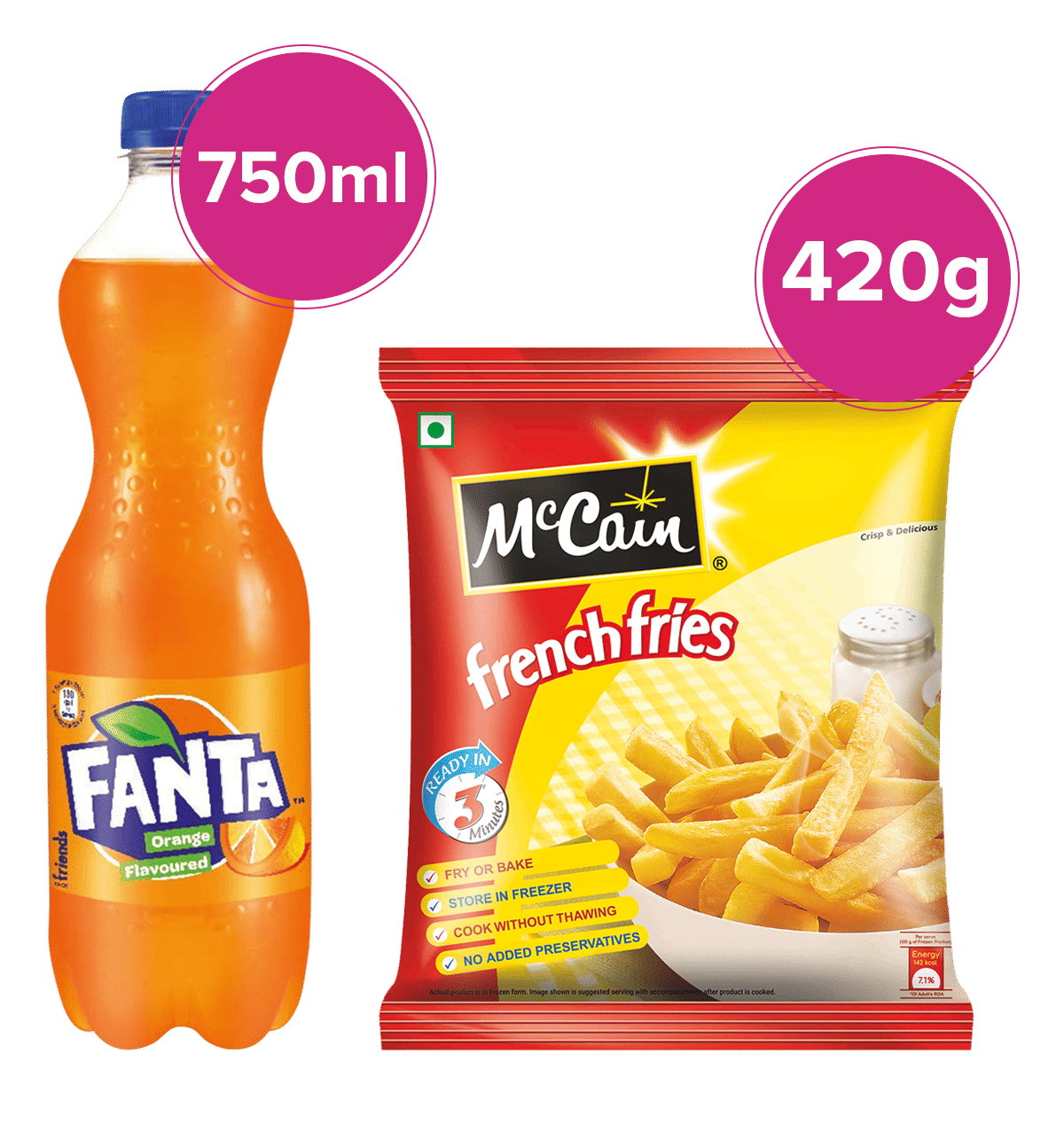 Buy Fanta Fanta Soft Drink Bottle 750_Ml & Mccain French Fries 420_Gm ...