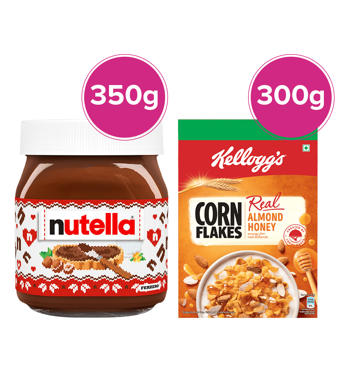 Buy Nutella Nutella Hazelnut Cocoa Spread 350gm& Kellogg's Real Almond ...