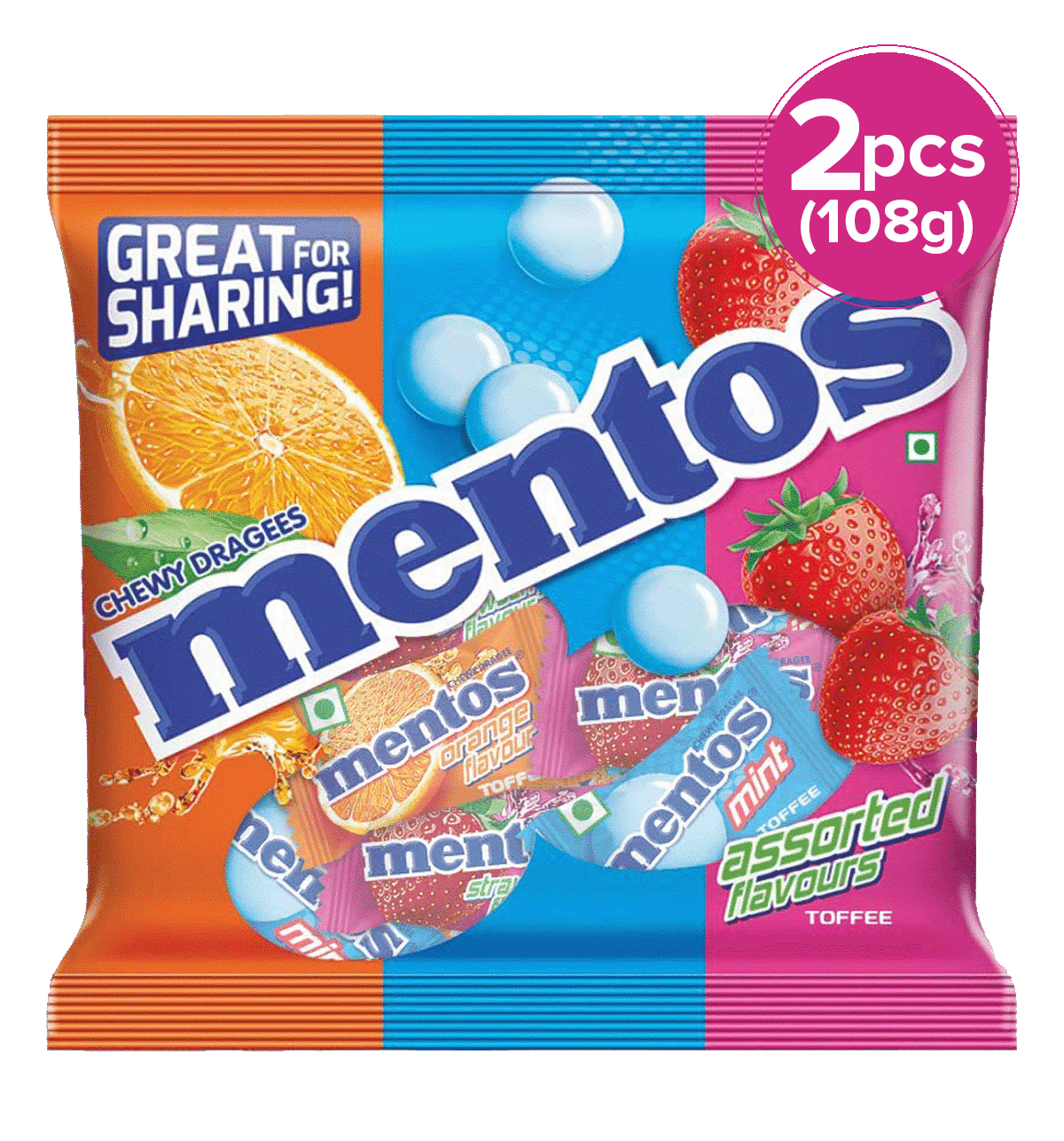 Buy Mentos Mentos Rainbow Assorted Flavour Chewy Candy 2 pieces Online ...