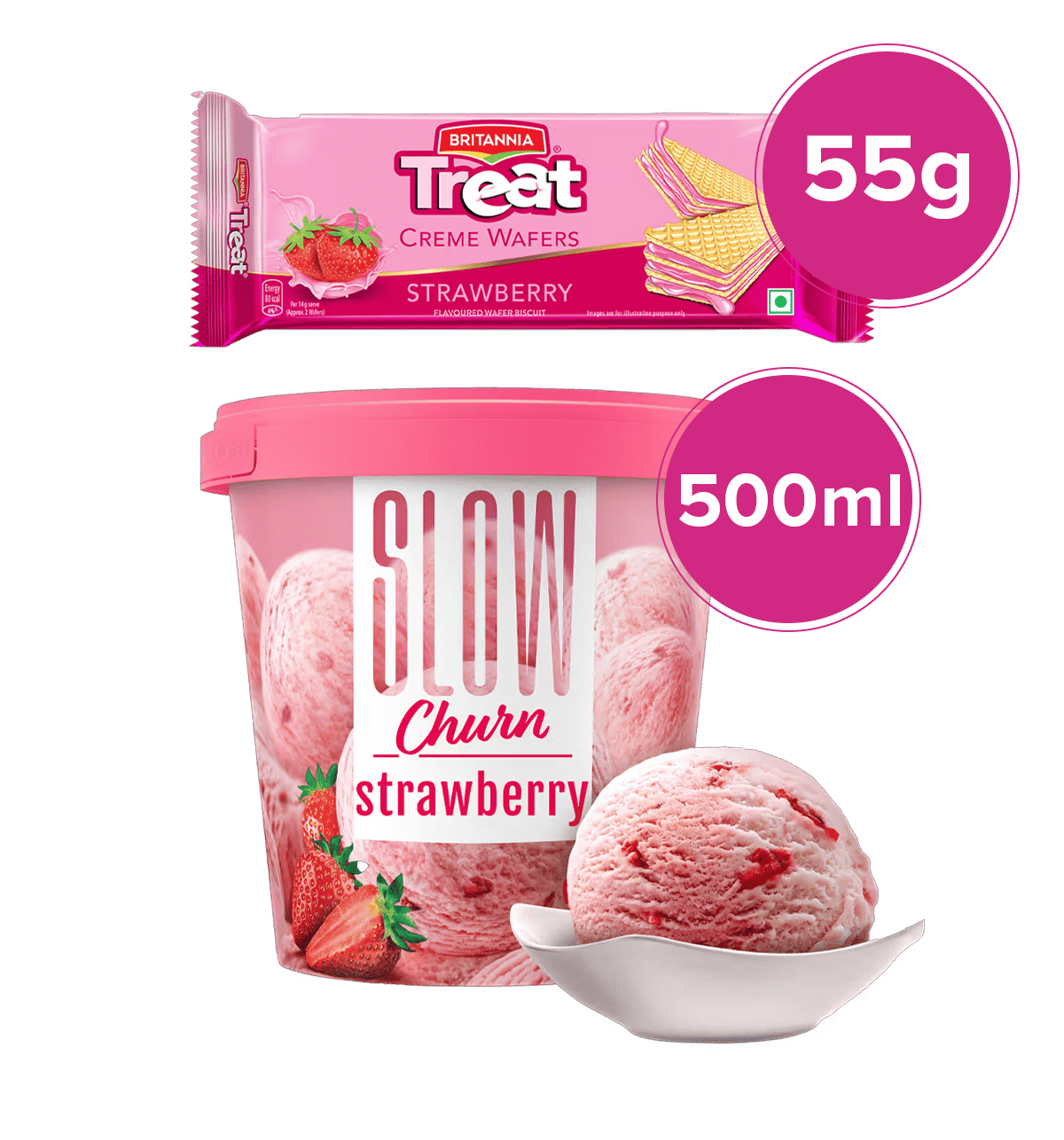 Buy Britannia Britannia Treat Creme Wafers Strawberry Flavoured Wafer ...