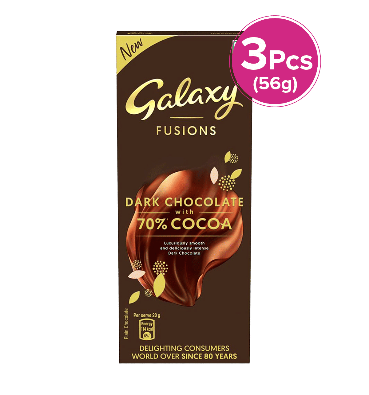 Buy Galaxy Fusions Dark Chocolate Bar with 70% Cocoa Online (2 pieces ...