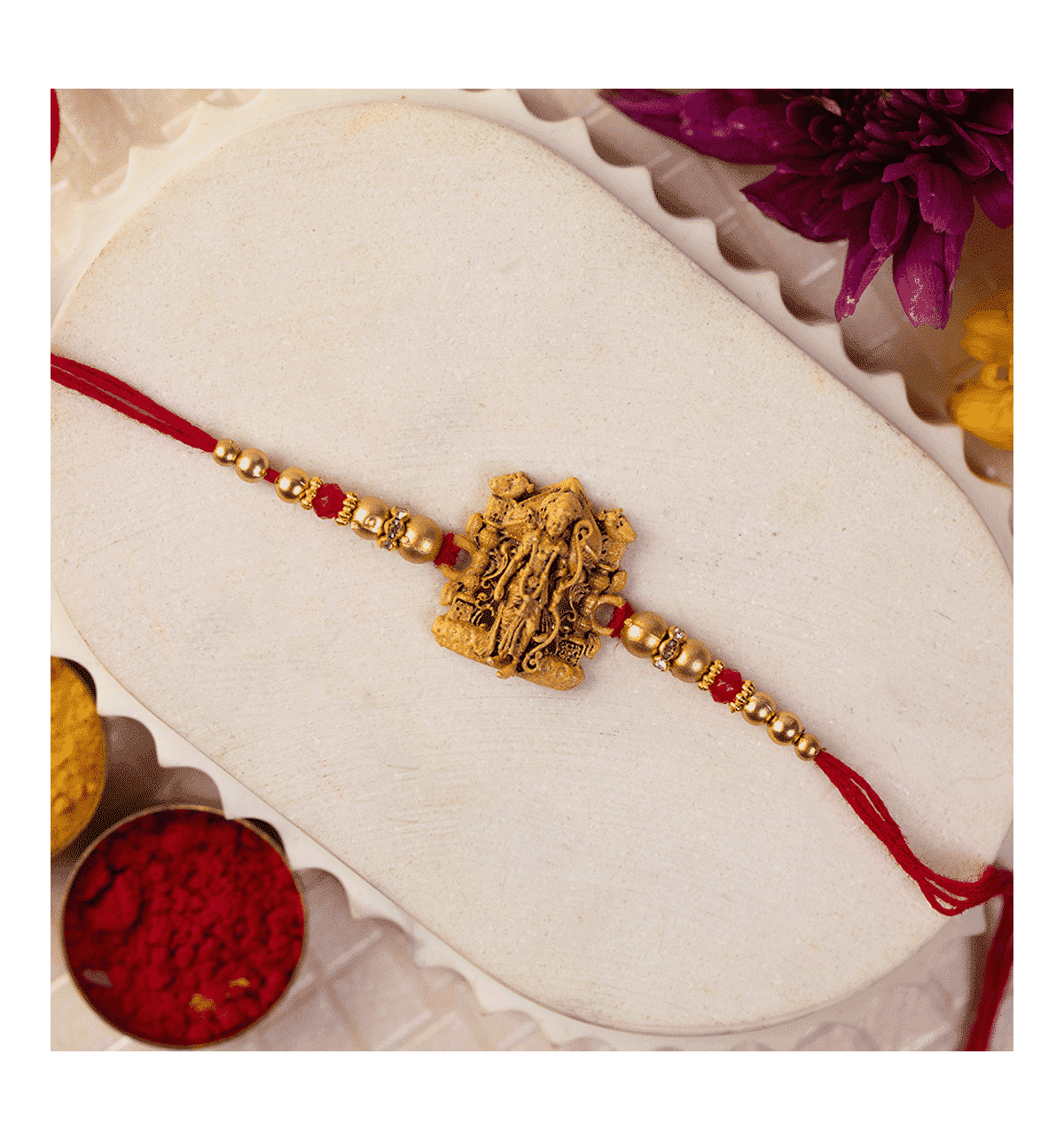 Buy Shree Rakhi Shree Rakhi Traditional Lord Ram Rakhi - Red & Yellow 1 ...