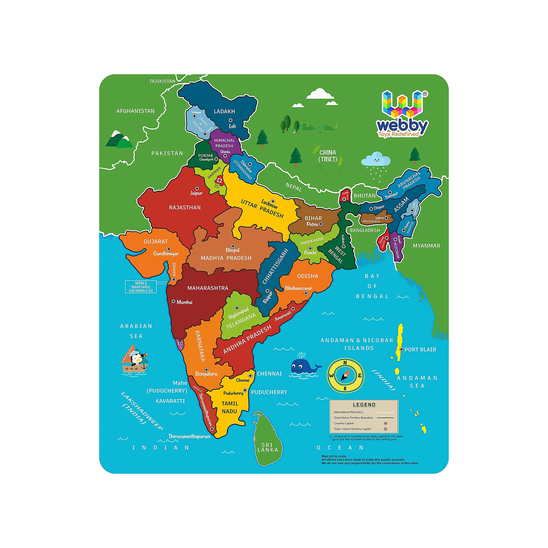 India Political Map With States And Capitals 2024