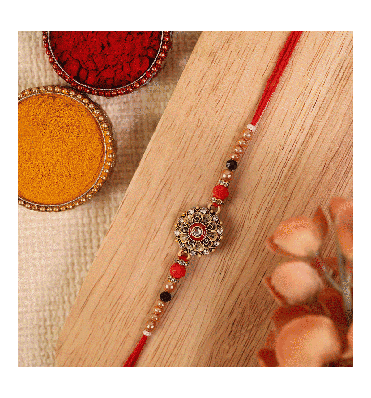 Buy Shree Rakhi Shree Rakhi Traditional Floral Design Rakhi - Red ...