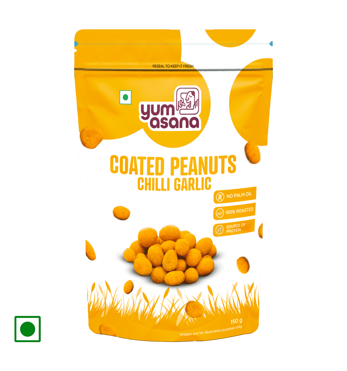 Buy YumAsana YumAsana coated peanuts - Chilli garlic 150 g Online At Rs ...