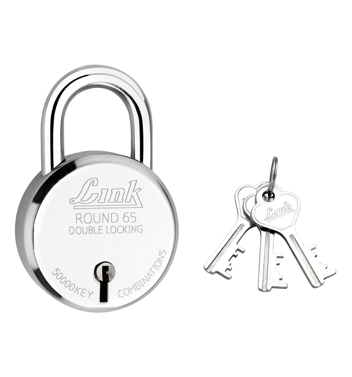 Buy Link Round Double Locking (3 Keys, Silver, 65 mm) Online (1 Piece ...