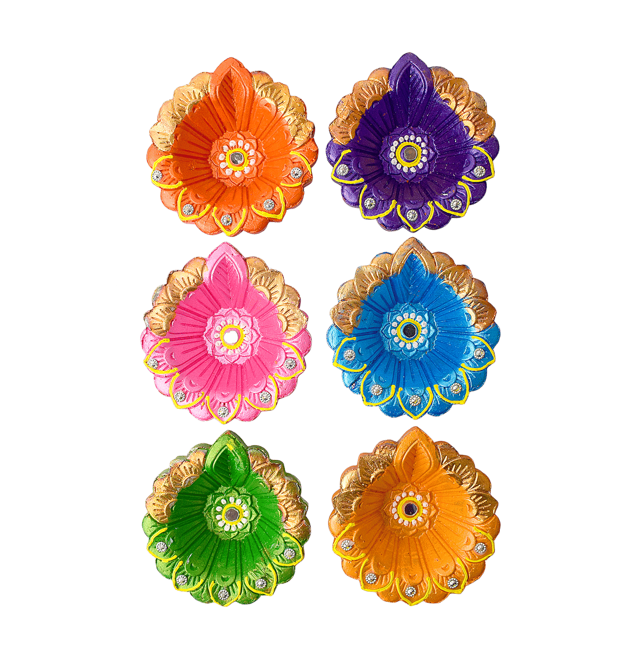 Buy SATVIK SATVIK Pack of 6 Diyas (Multicolour) 6 pieces Online At Rs ...