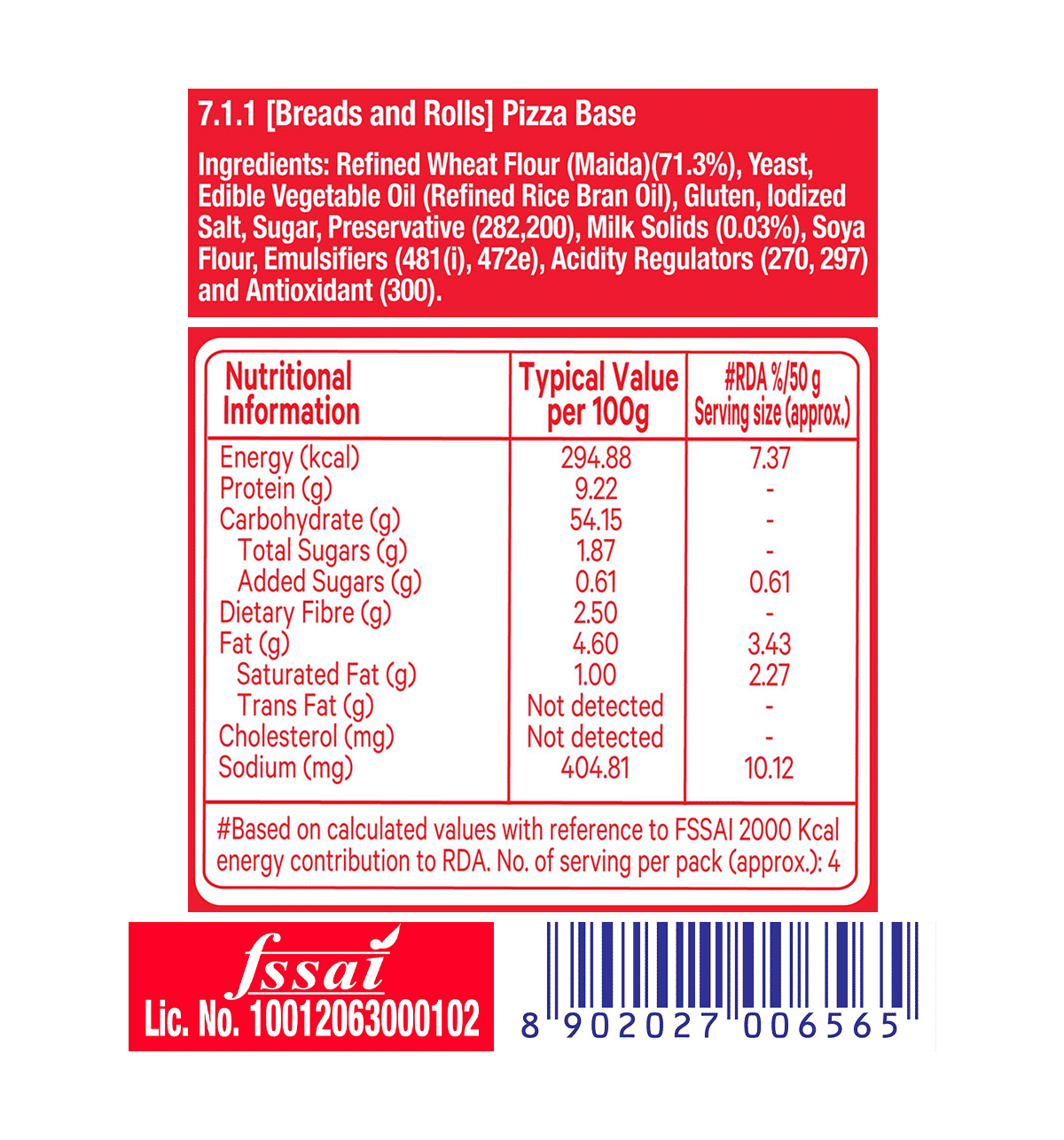 kitty pizza base size