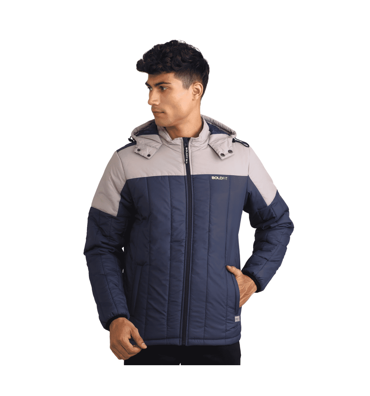 Buy Boldfit Grey And Blue Men Winter Jacket (Polyester) - S Online (1 ...