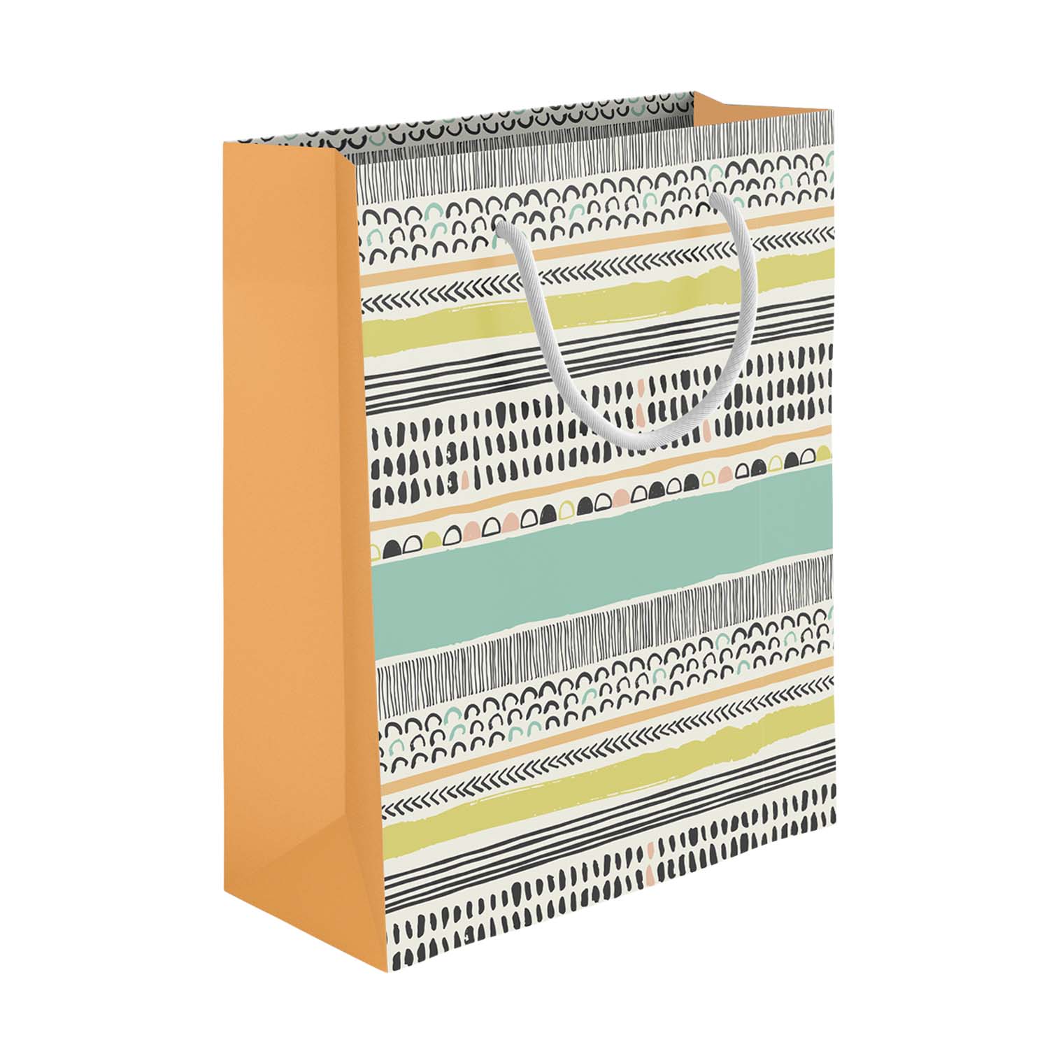 Buy PaperPep PaperPep Cream Green Brush Strokes Print 13"X10"X4.5" Gift ...