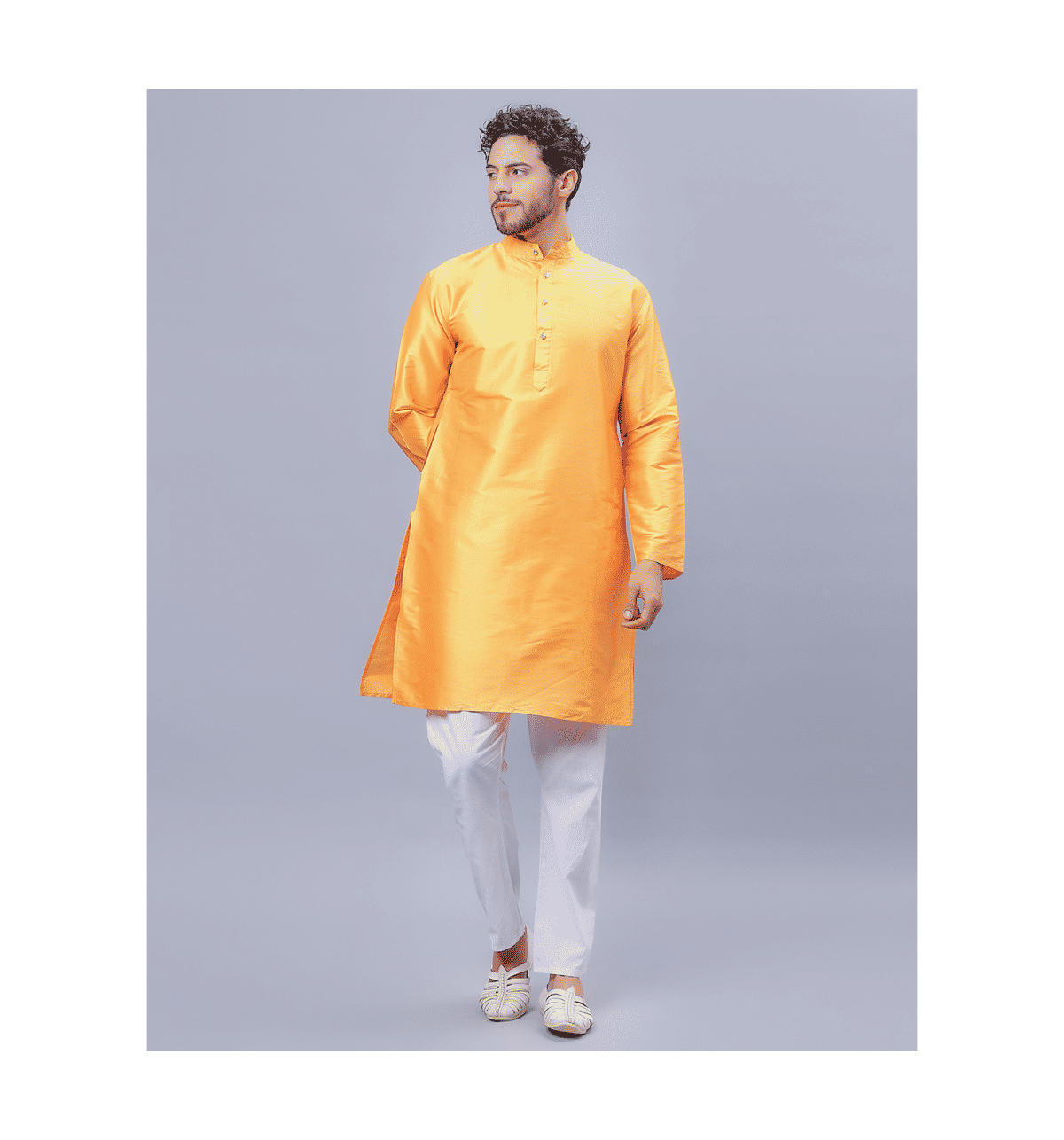 Buy Mad Over Print Mad Over Print Yellow Blended Silk Men Kurta-M 1 ...