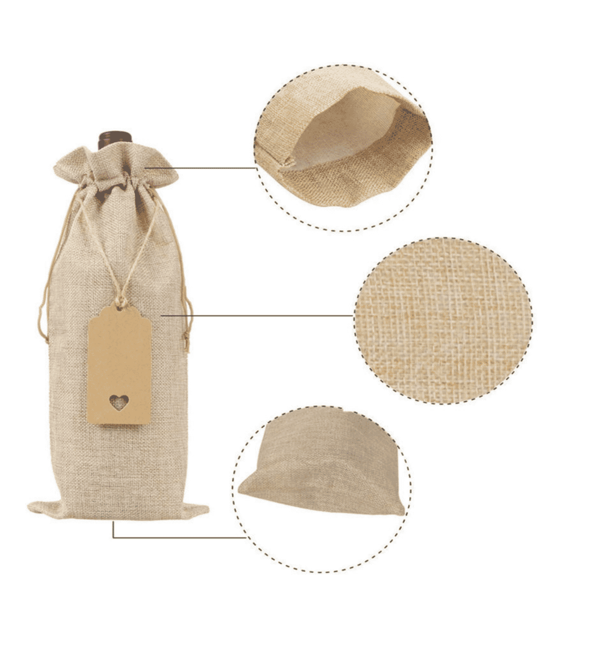 Buy Bartique Bartique Jute Wine Bottle Bag with Drawstring & Tag ...
