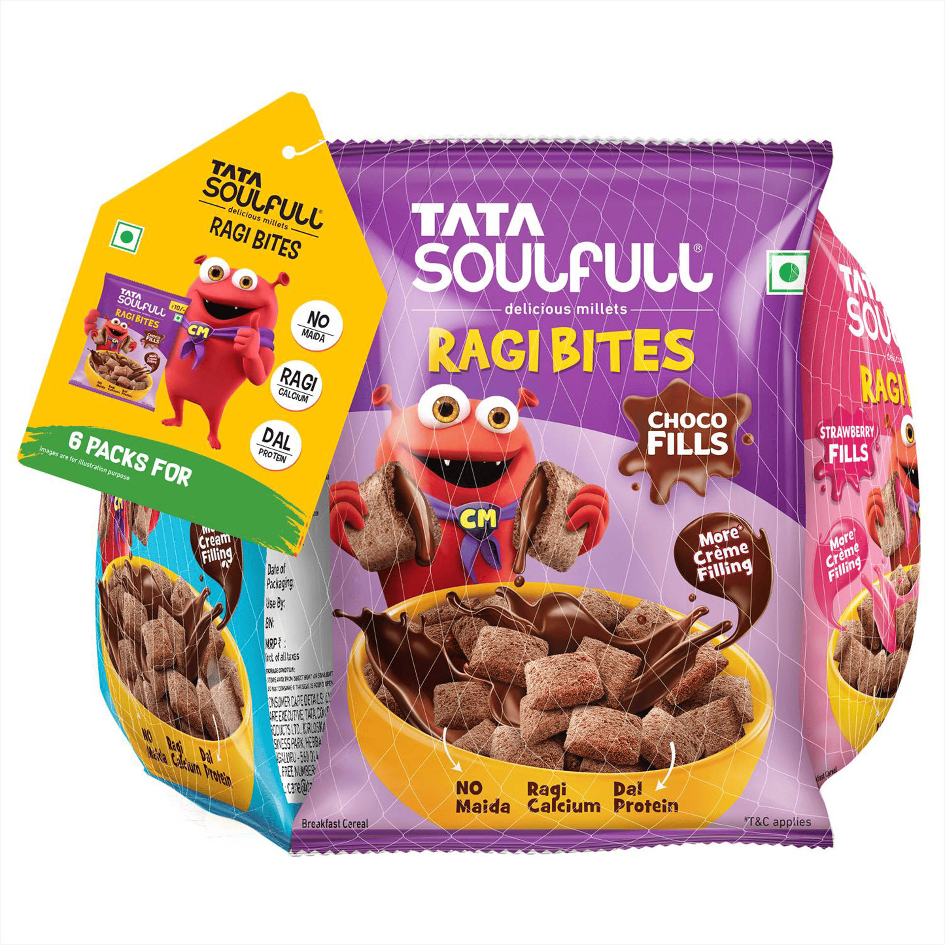 Buy TATA Soulfull Ragi Bites Combo Pack, Choco Fills, Vanilla Fills ...