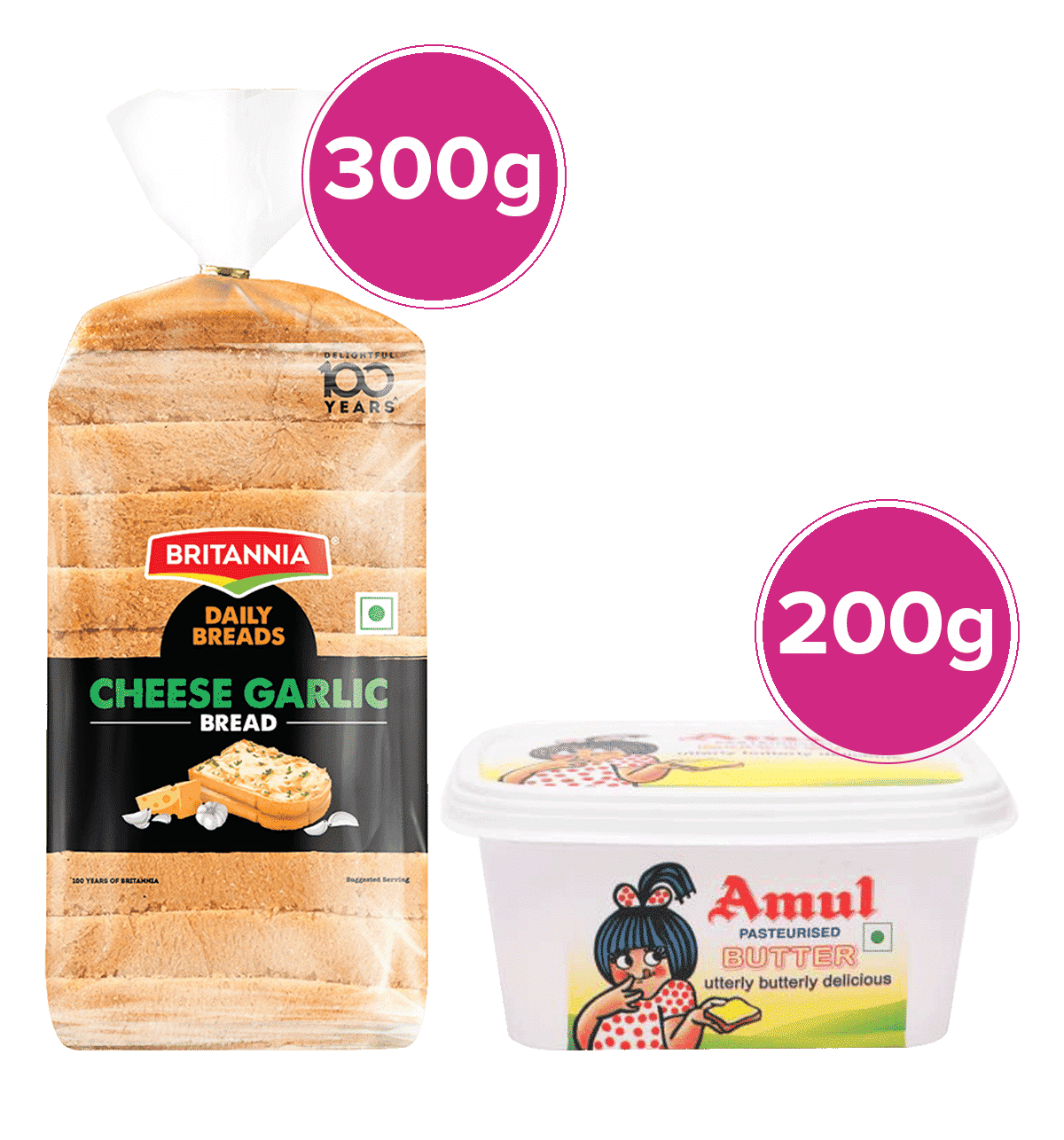 Buy Amul Pasteurised Butter + Britannia Cheese Garlic Bread Online ...
