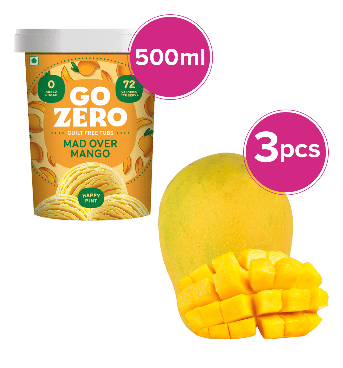Buy Go Zero Mad Over Mango Low Calorie Guilt Free Ice Cream tub with ...