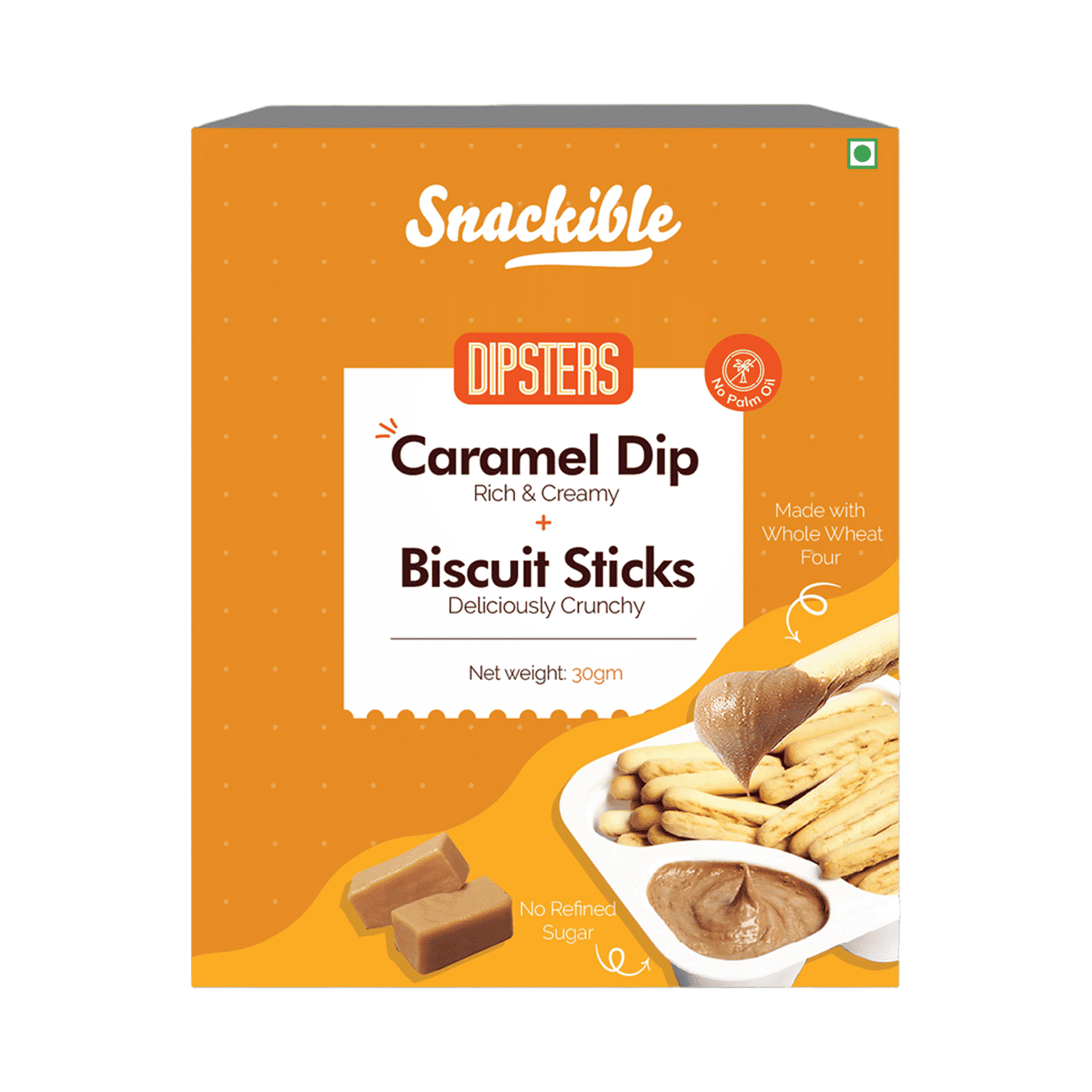 Buy Snackible Dipsters - Biscuit Sticks With Caramel Dip (No Refined ...