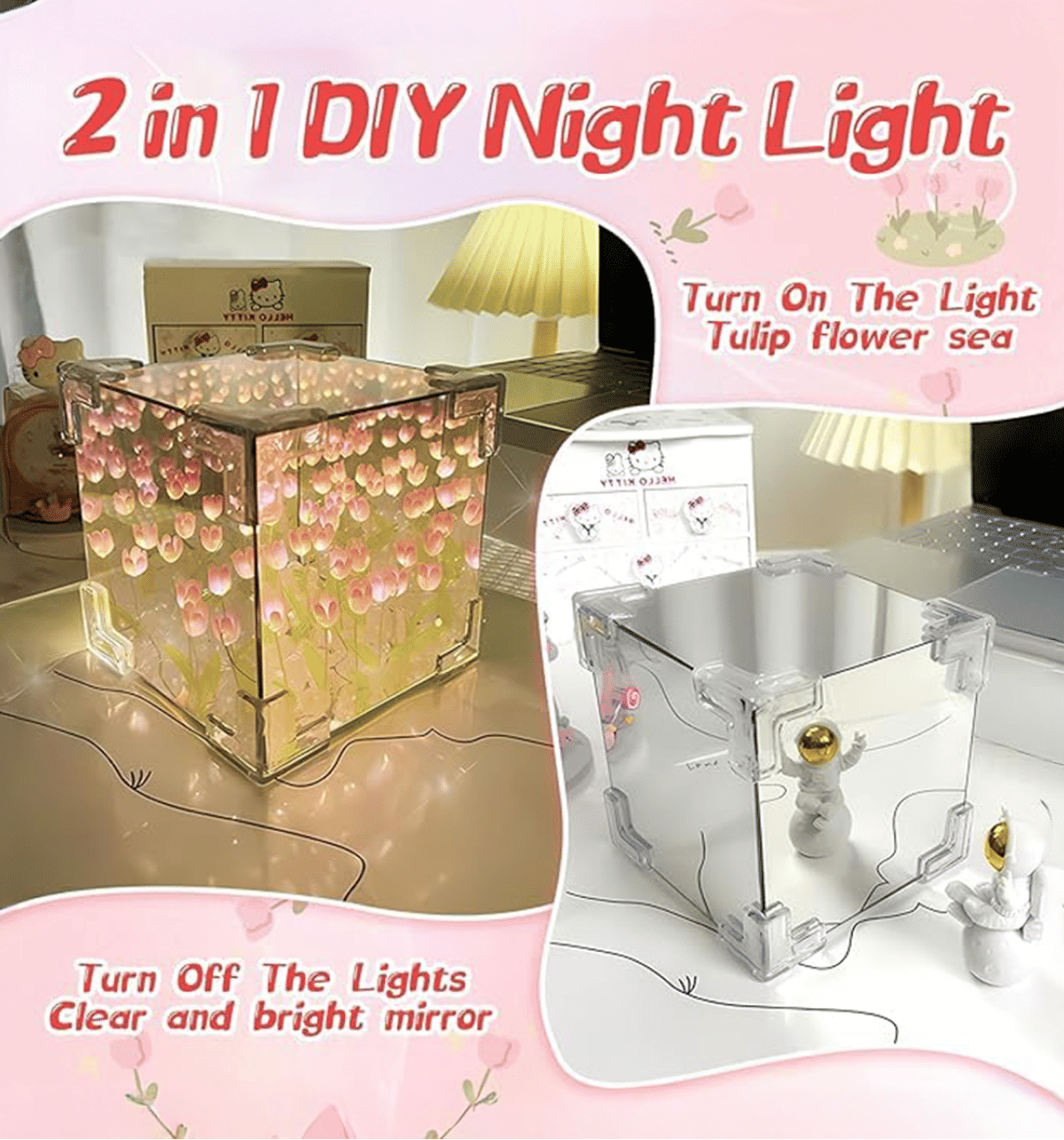 Buy DesiDiya DIY Infinity Mirror Tulip Cube LED Lamp (20 LED Flower ...